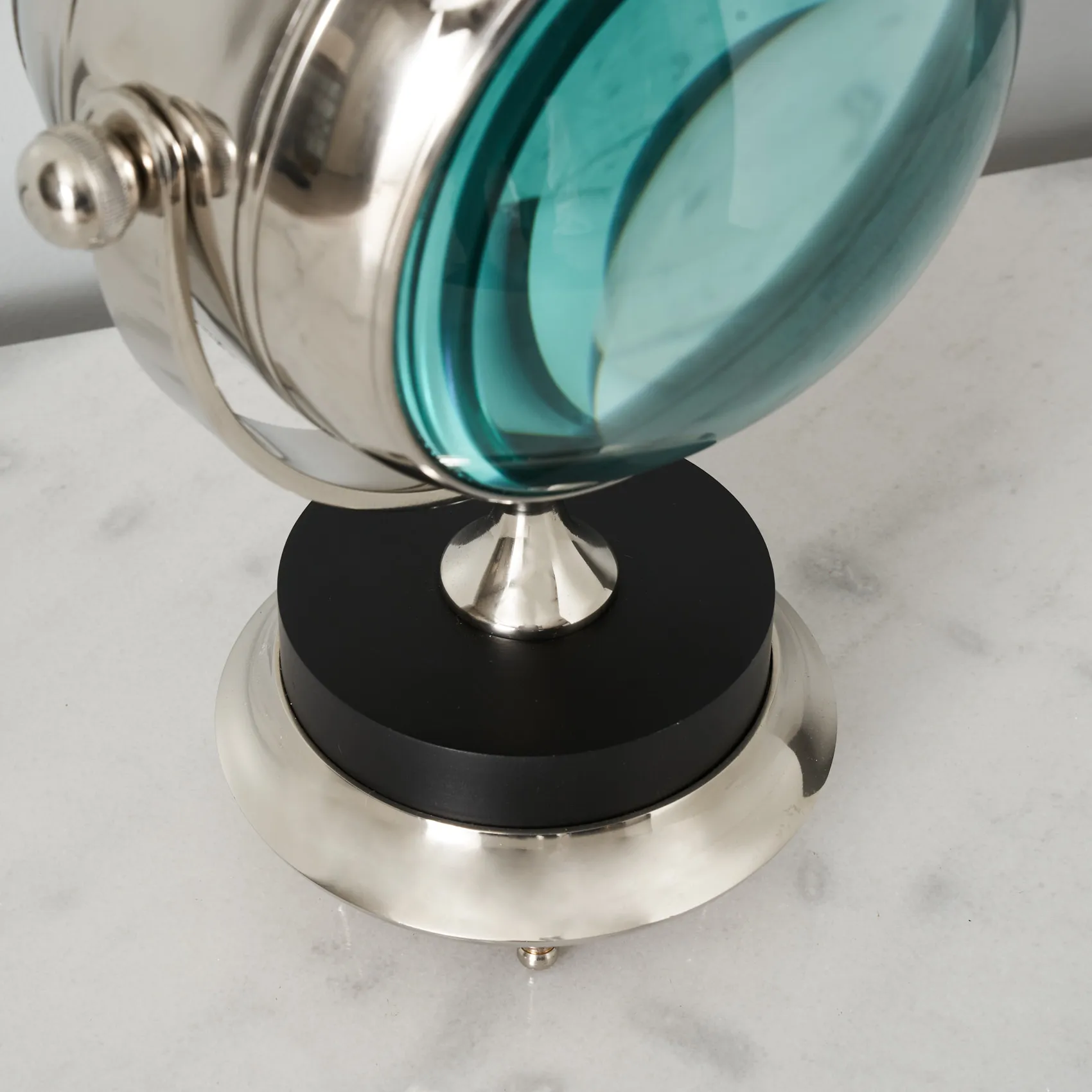 Magnified Maritime Silver Table Clock