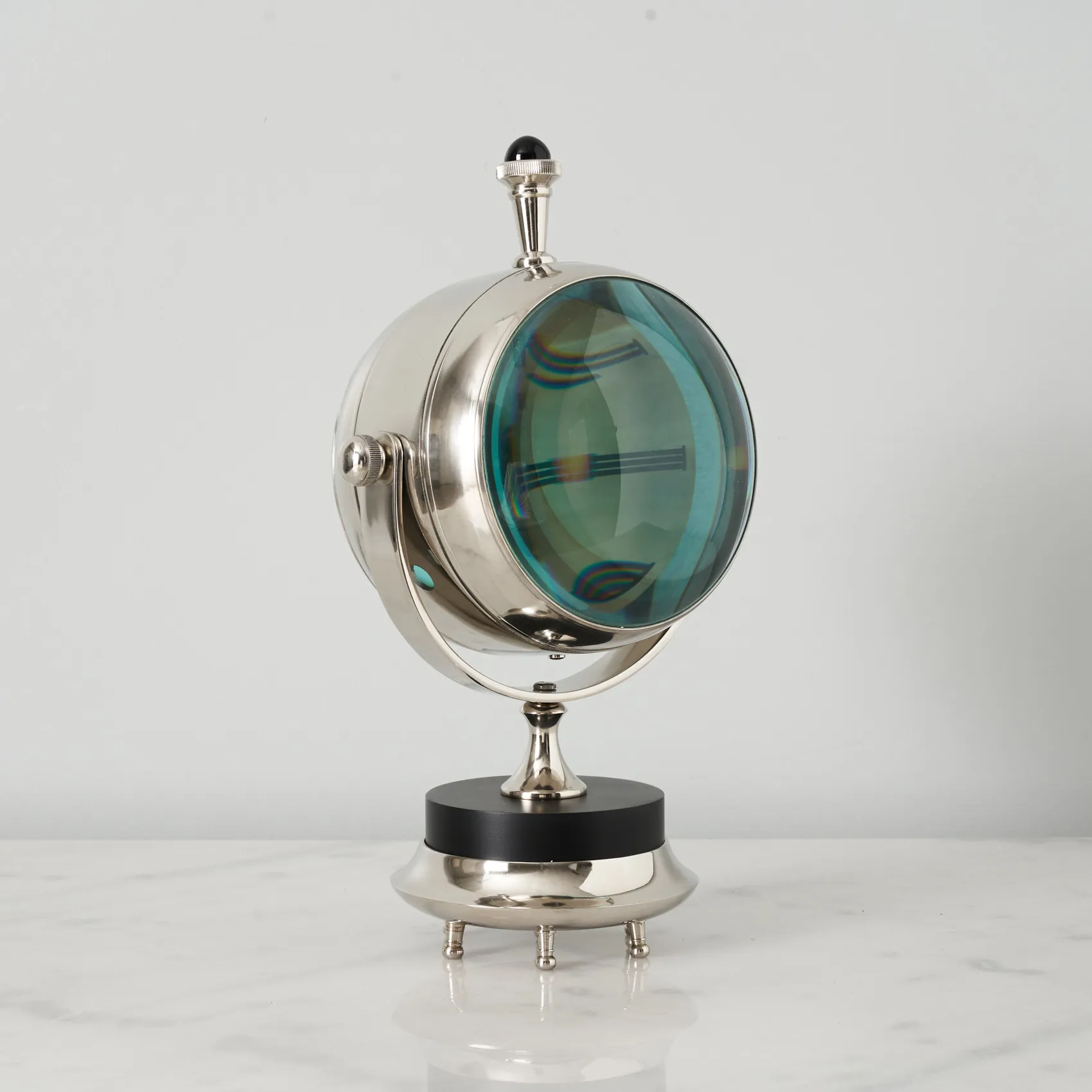 Magnified Maritime Silver Table Clock