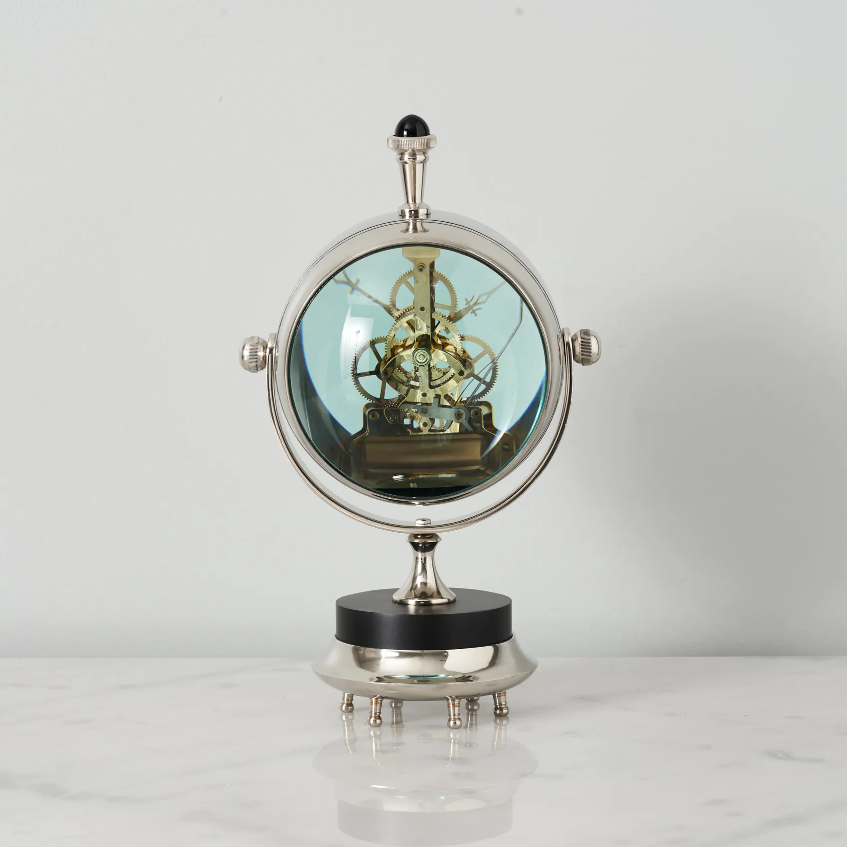 Magnified Maritime Silver Table Clock