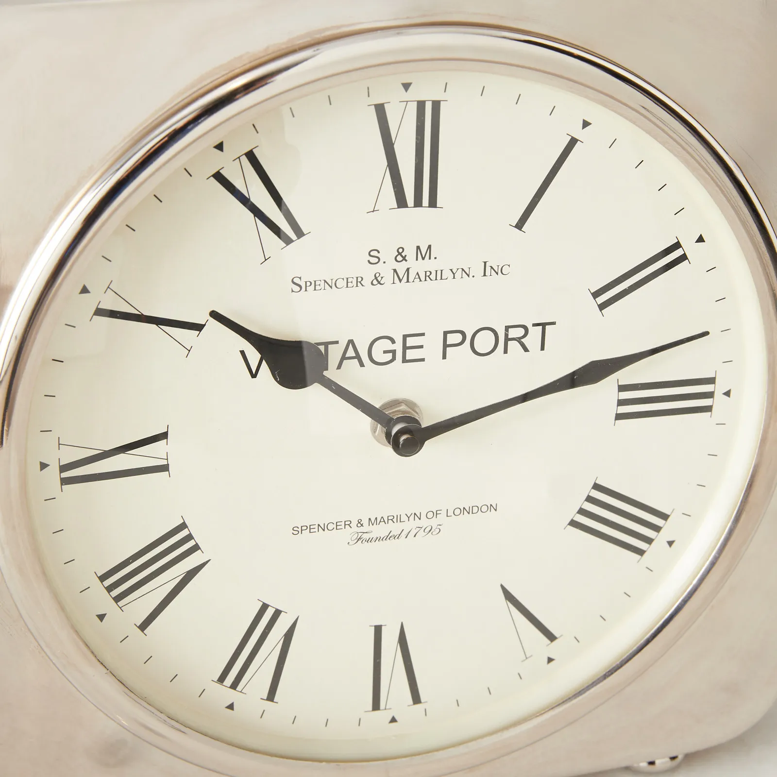 Tik Tok Silver Table Clock -Tan Leather Strap
