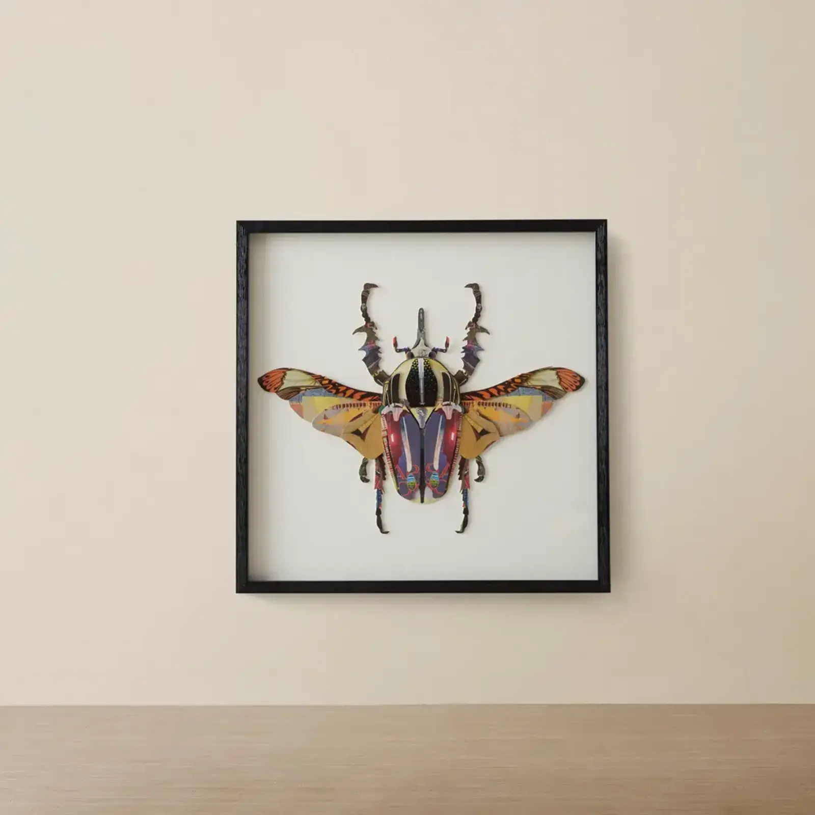 Rhino Beetle Framed Paper Collage | Koala Living