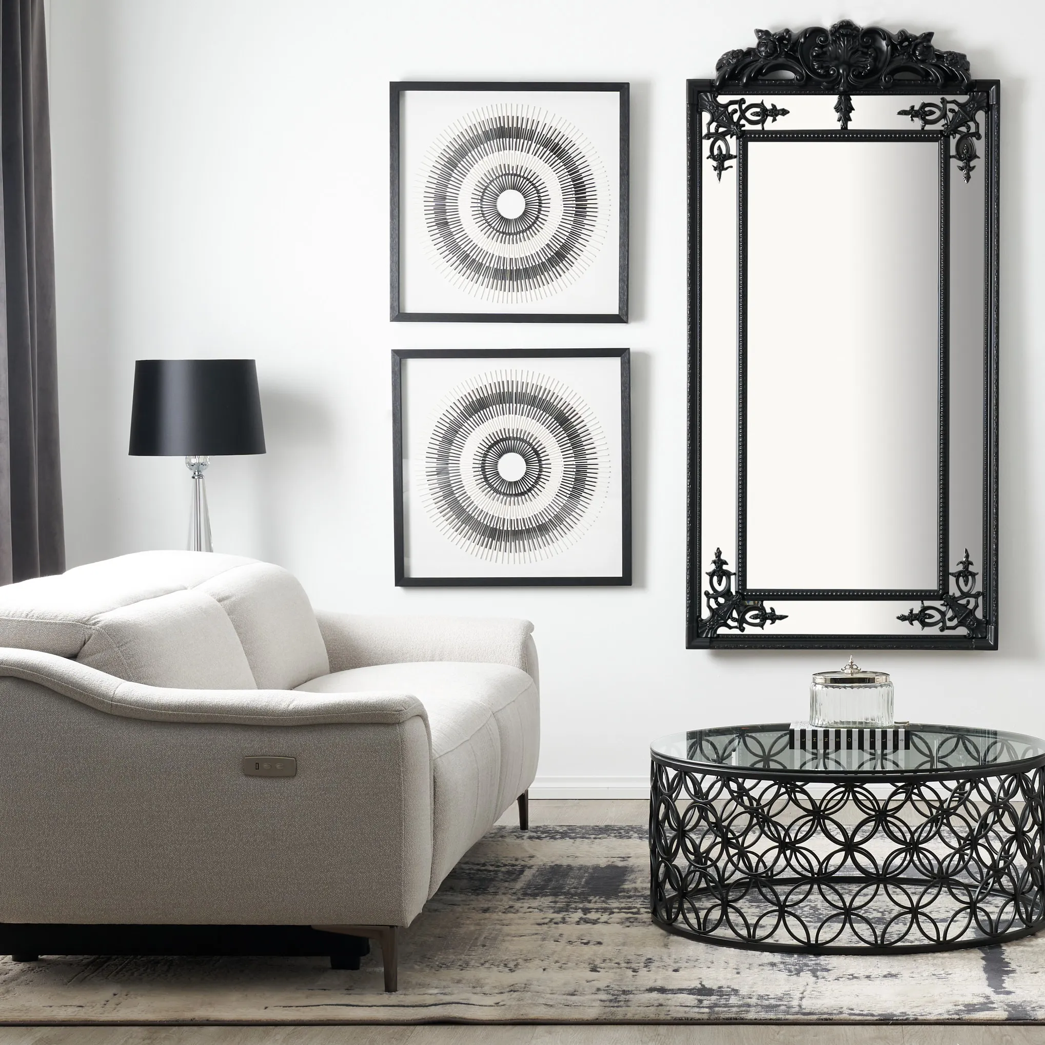 Black and White Circle Shadow Box