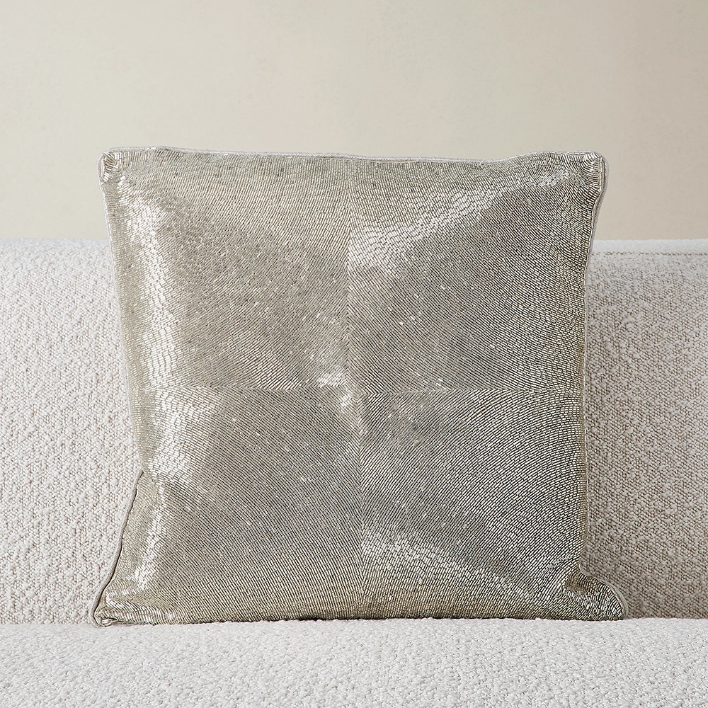 Silver Embroidered Cushion