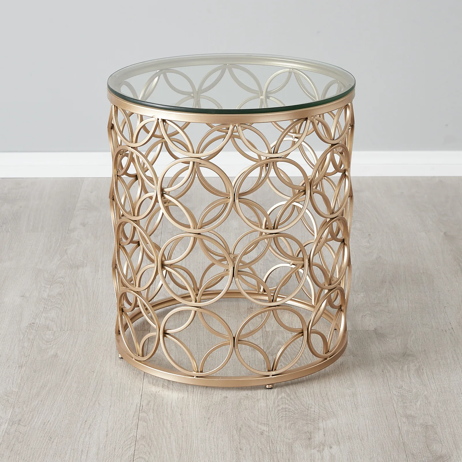 Cody Champagne Gold Glass Side Table | Koala Living