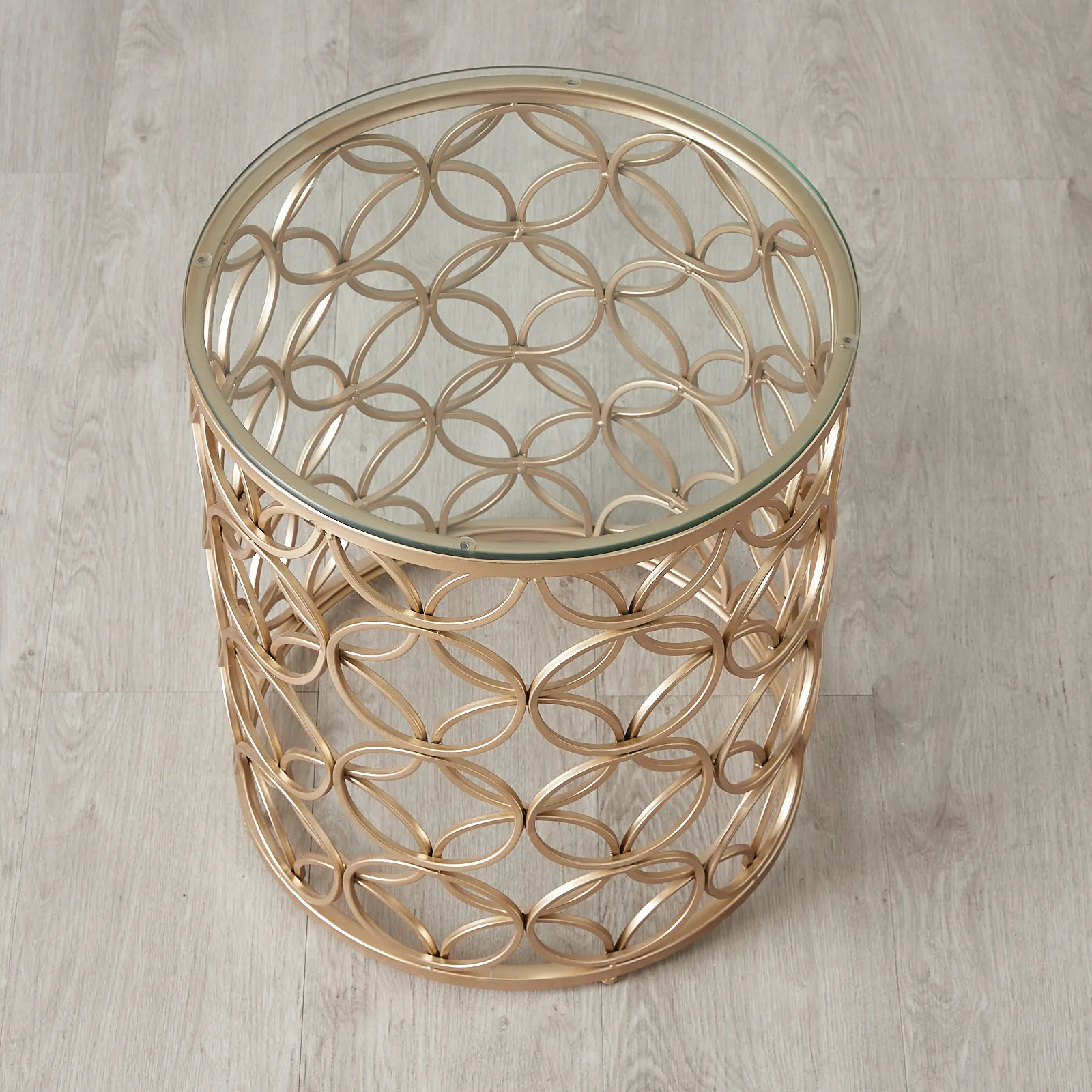 Cody Champagne Gold Glass Side Table | Koala Living