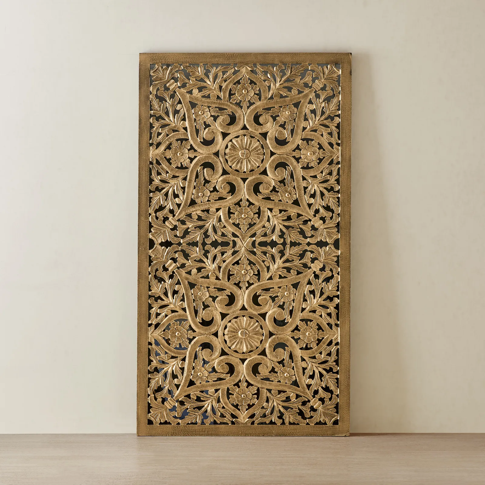 Juliette Carved Rectangle Panel 100cm x 180cm - Antique Gold | Koala Living