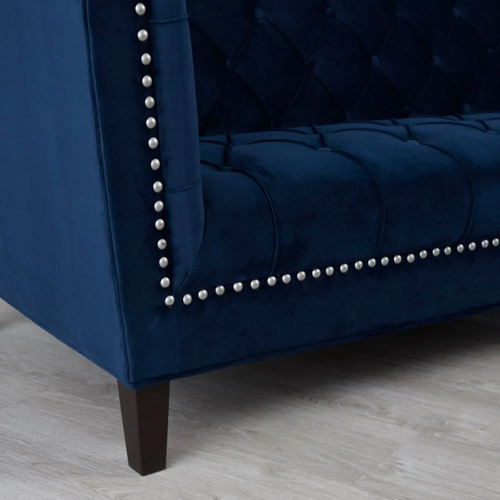 Manuel Navy Blue Velvet 3-Seater Sofa | Koala Living