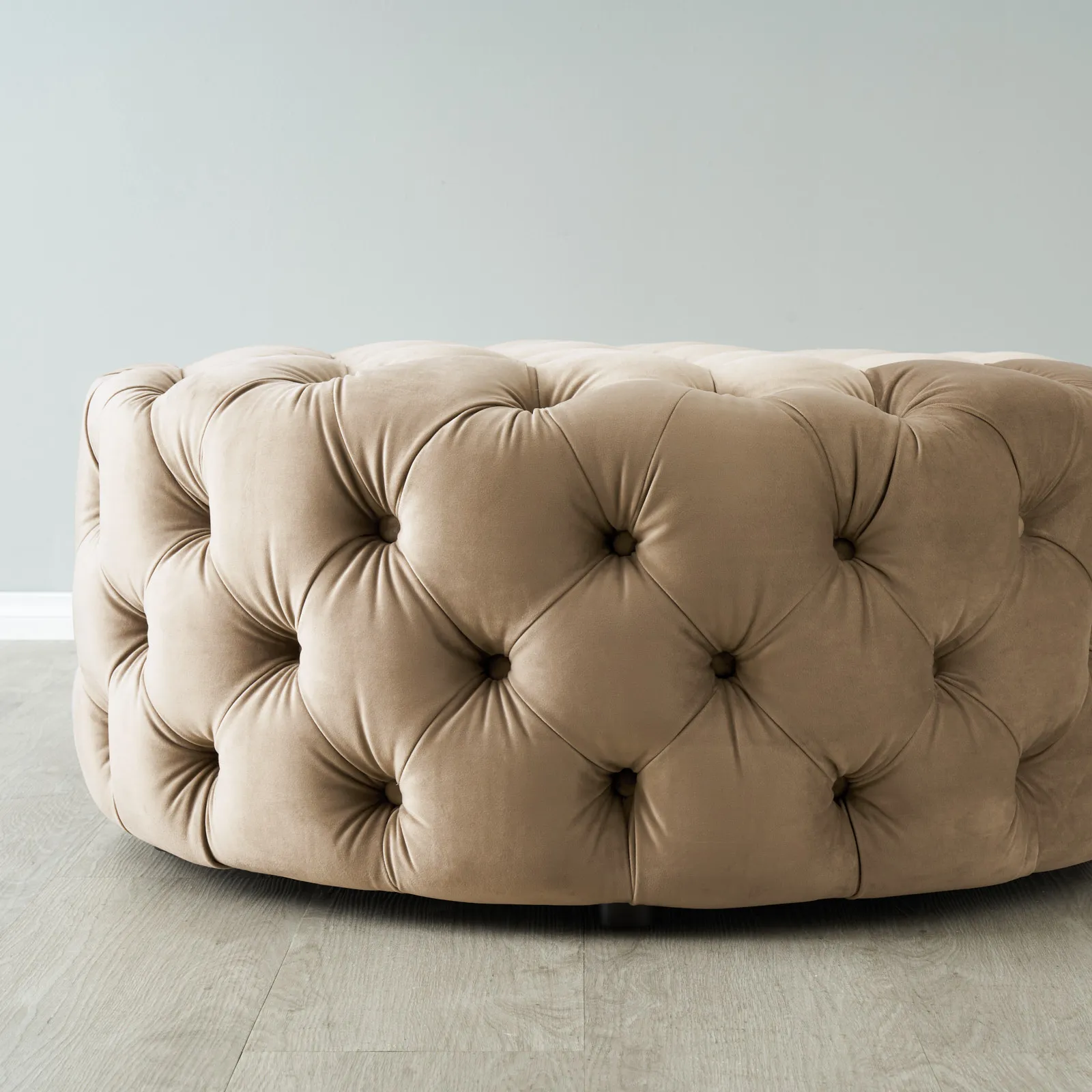Kelly Beige Velvet Ottoman