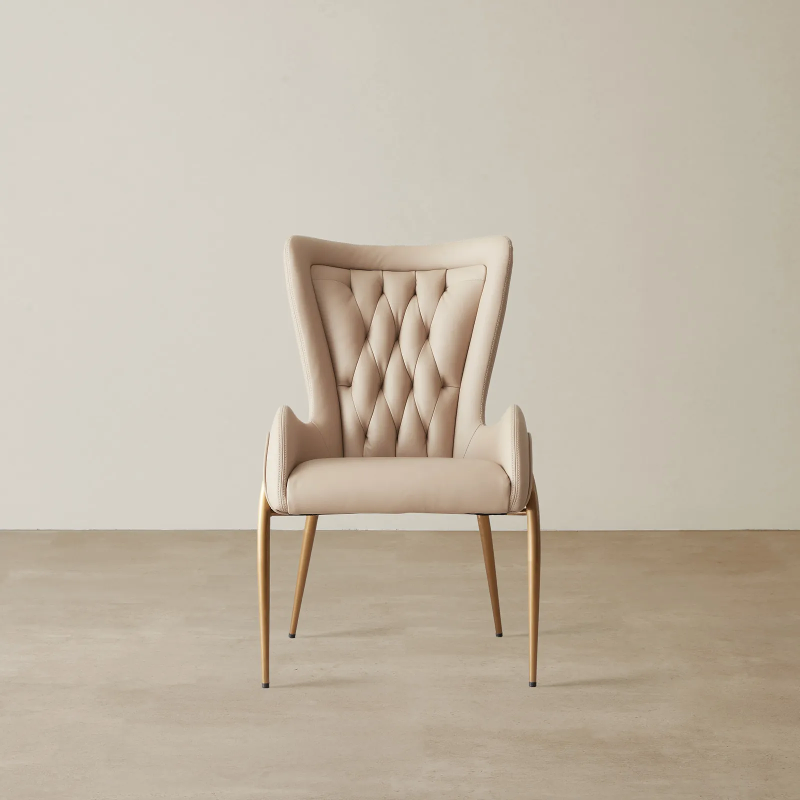 Henry Sand Beige Vegan Leather Dining Chair - Brushed Gold Legs | Koala ...