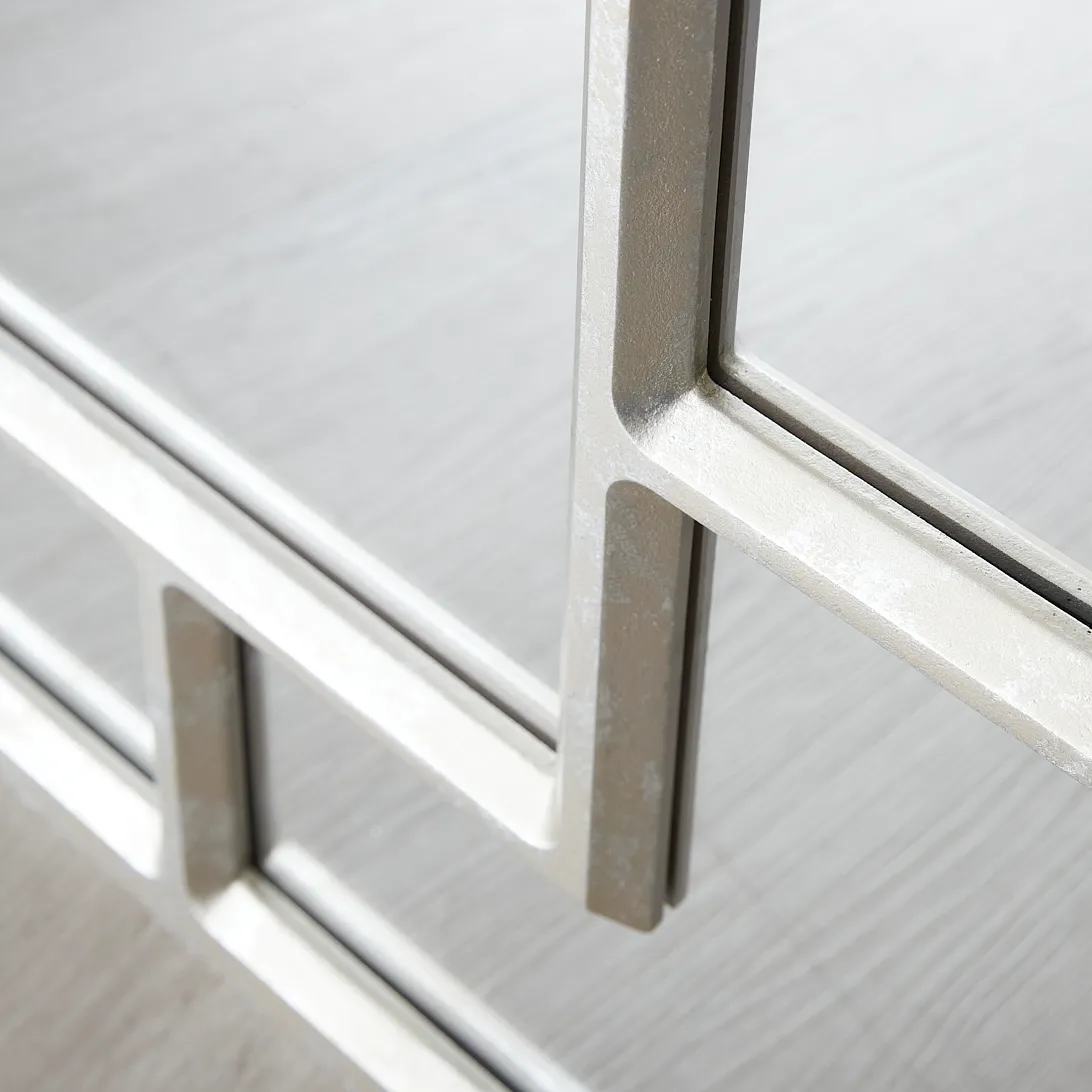 Angular Distressed Silver Square Mirror