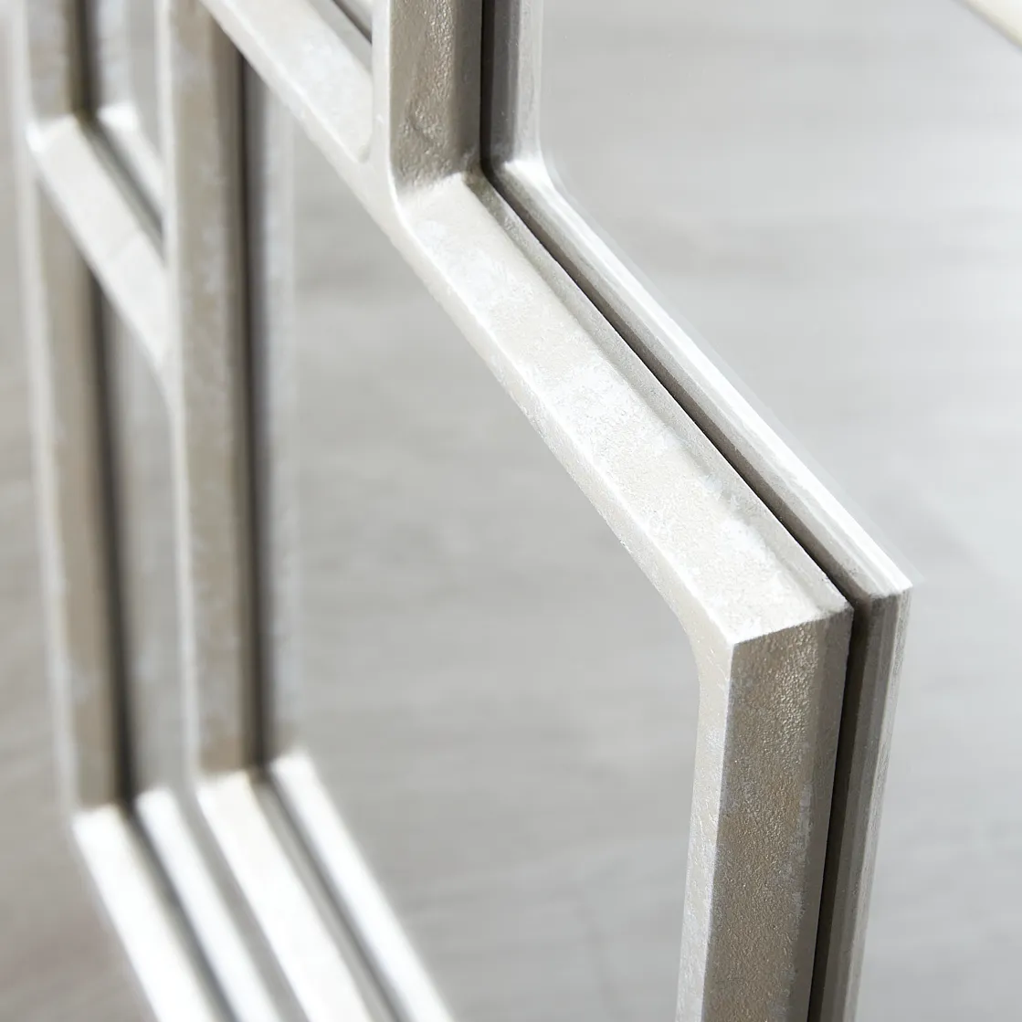 Angular Distressed Silver Square Mirror