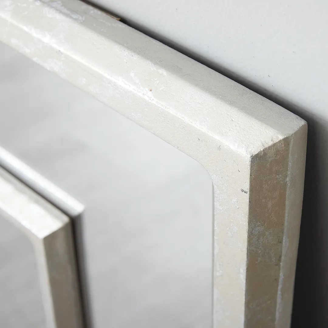 Angular Distressed Silver Square Mirror