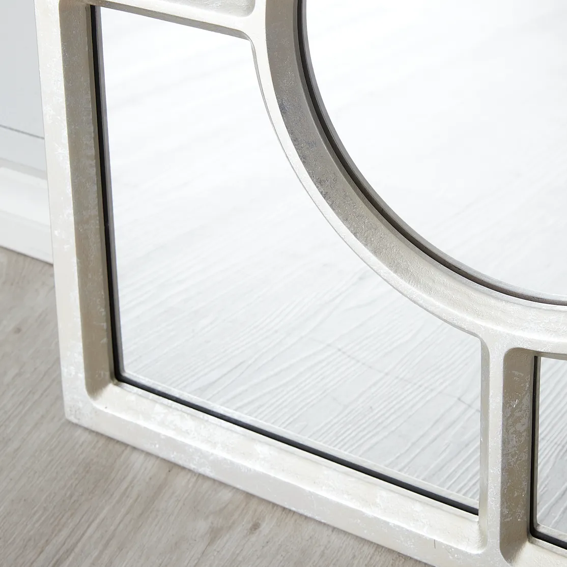 Centripetal Distressed Silver Square Mirror