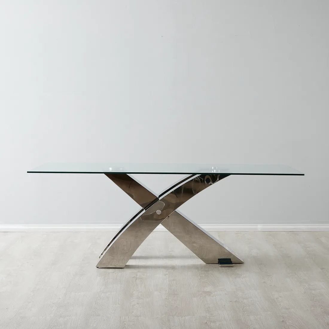 Adair Stainless Steel Dining Table - Glass Top 180cm | Koala Living
