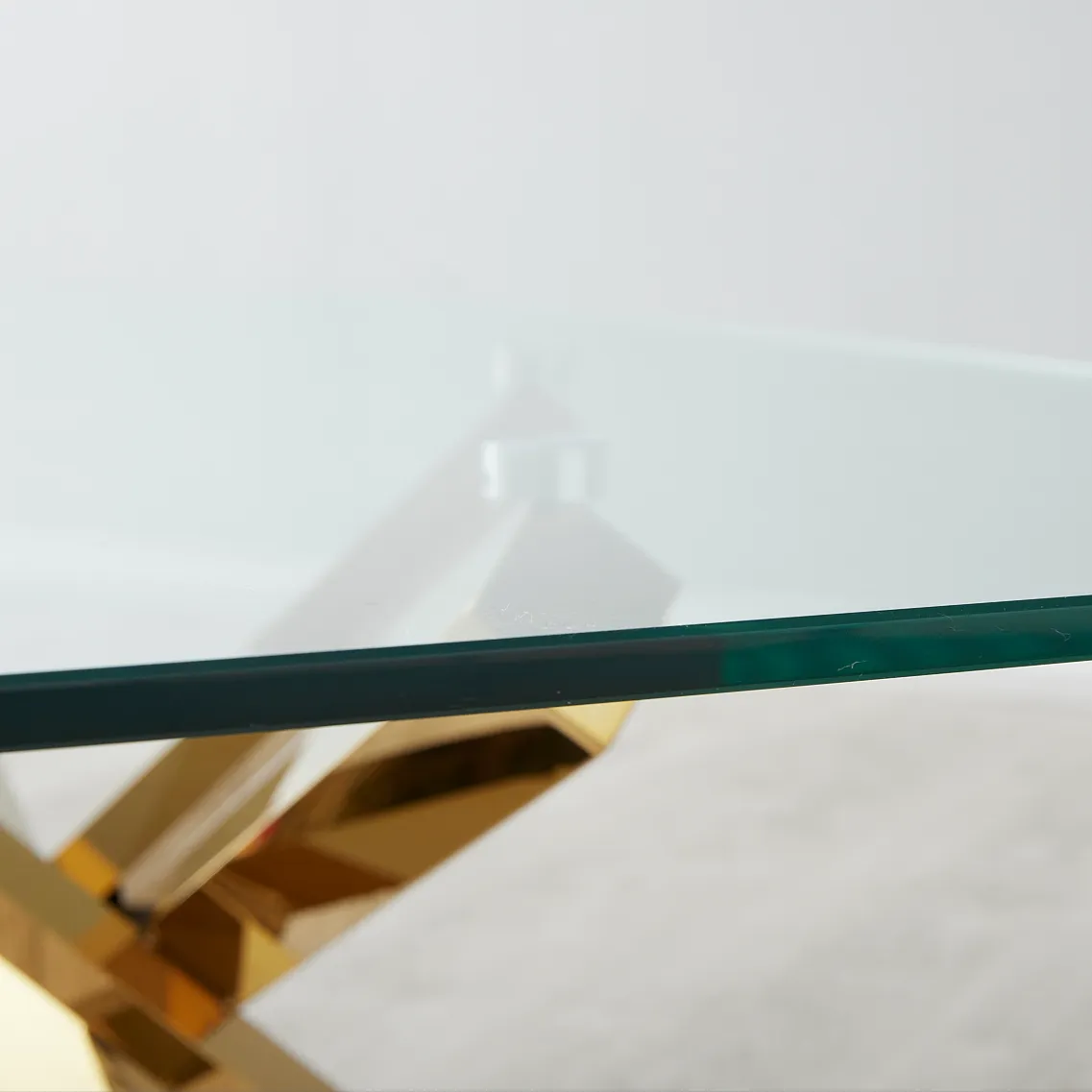 Lola Gold Dining Table - Glass Top