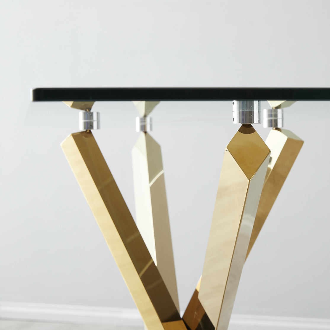 Lola Gold Console Table - Glass Top