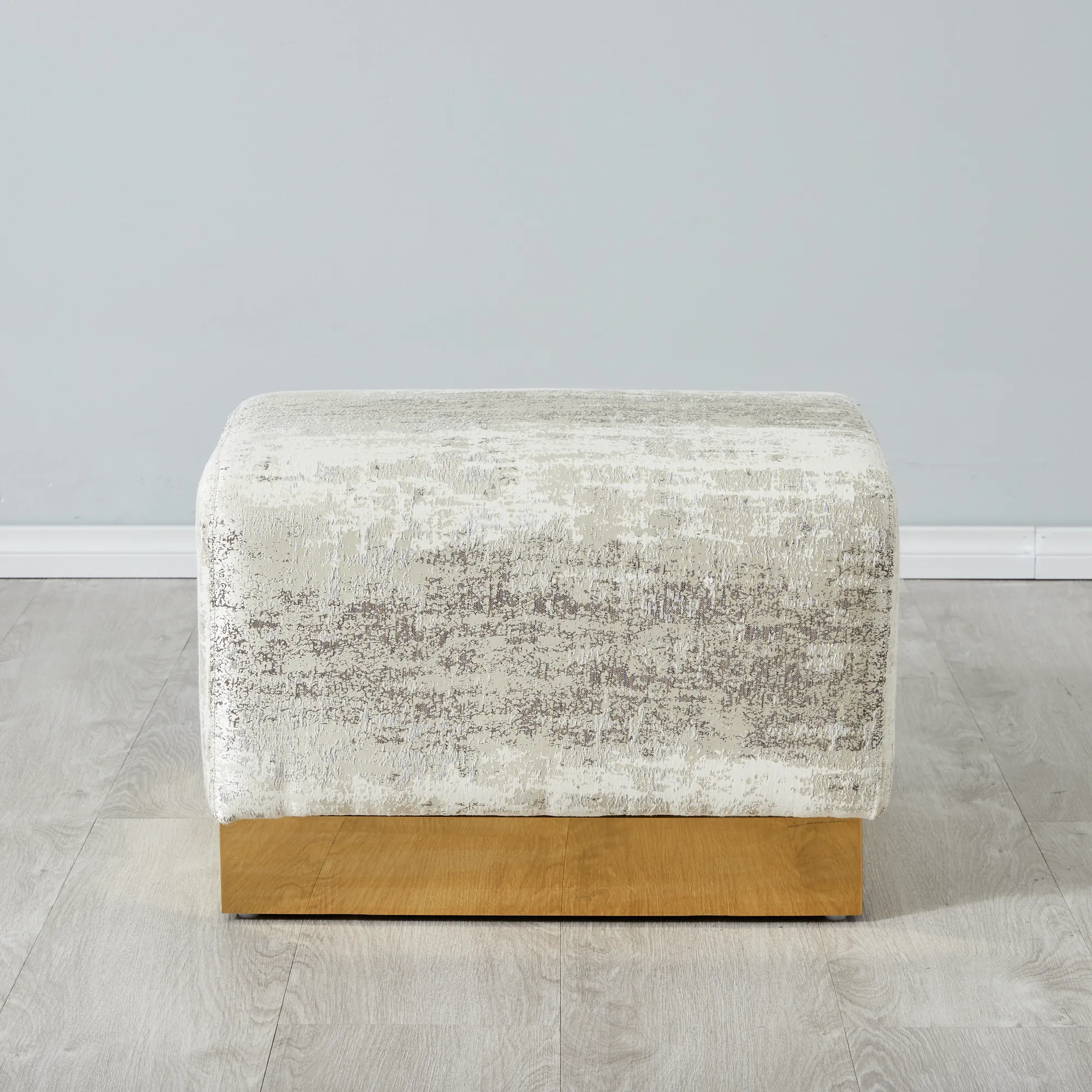 Sheppard Distressted Grey Patterned Ottoman | Koala Living