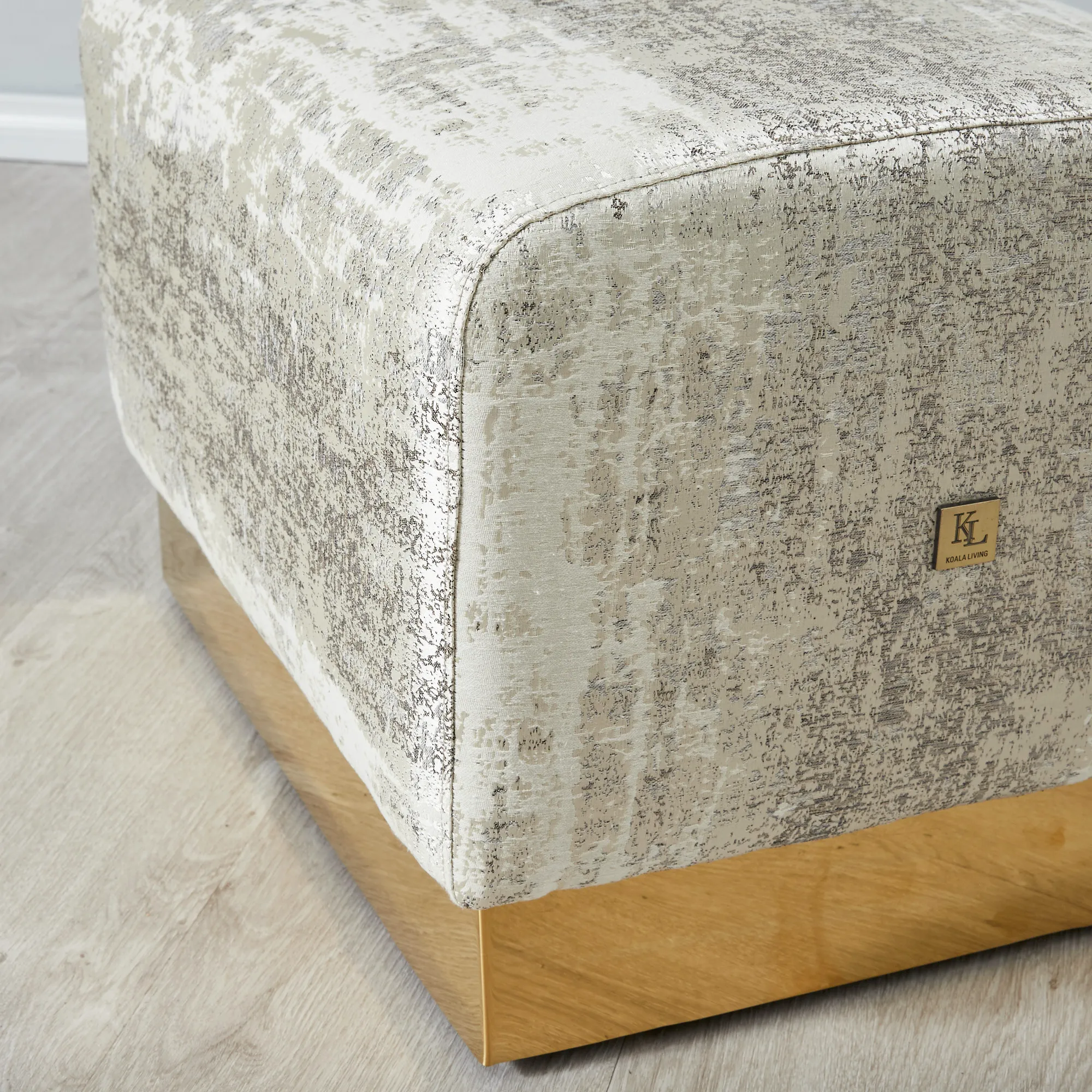 Sheppard Distressted Grey Patterned Ottoman | Koala Living