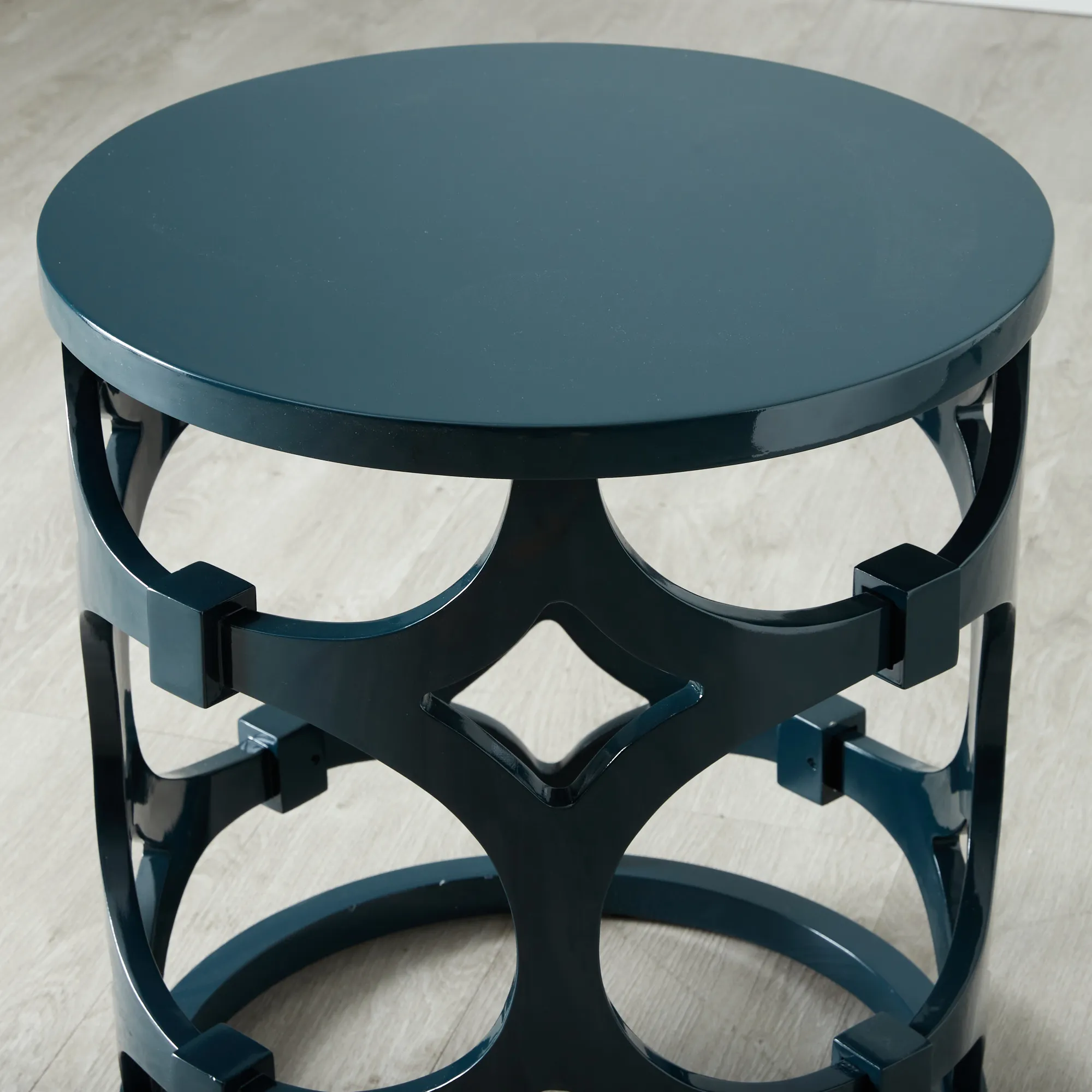 Lalique Peacock Blue Veneer Side Table