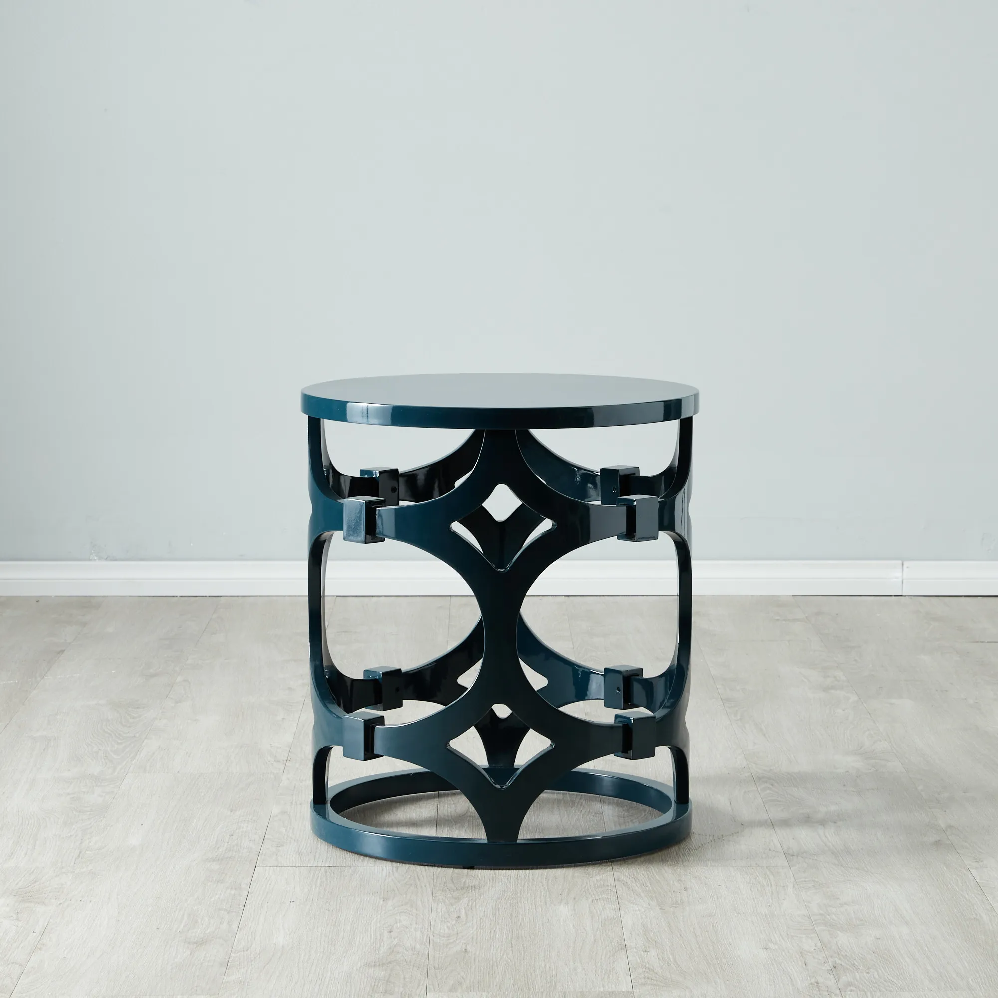 Lalique Peacock Blue Veneer Side Table