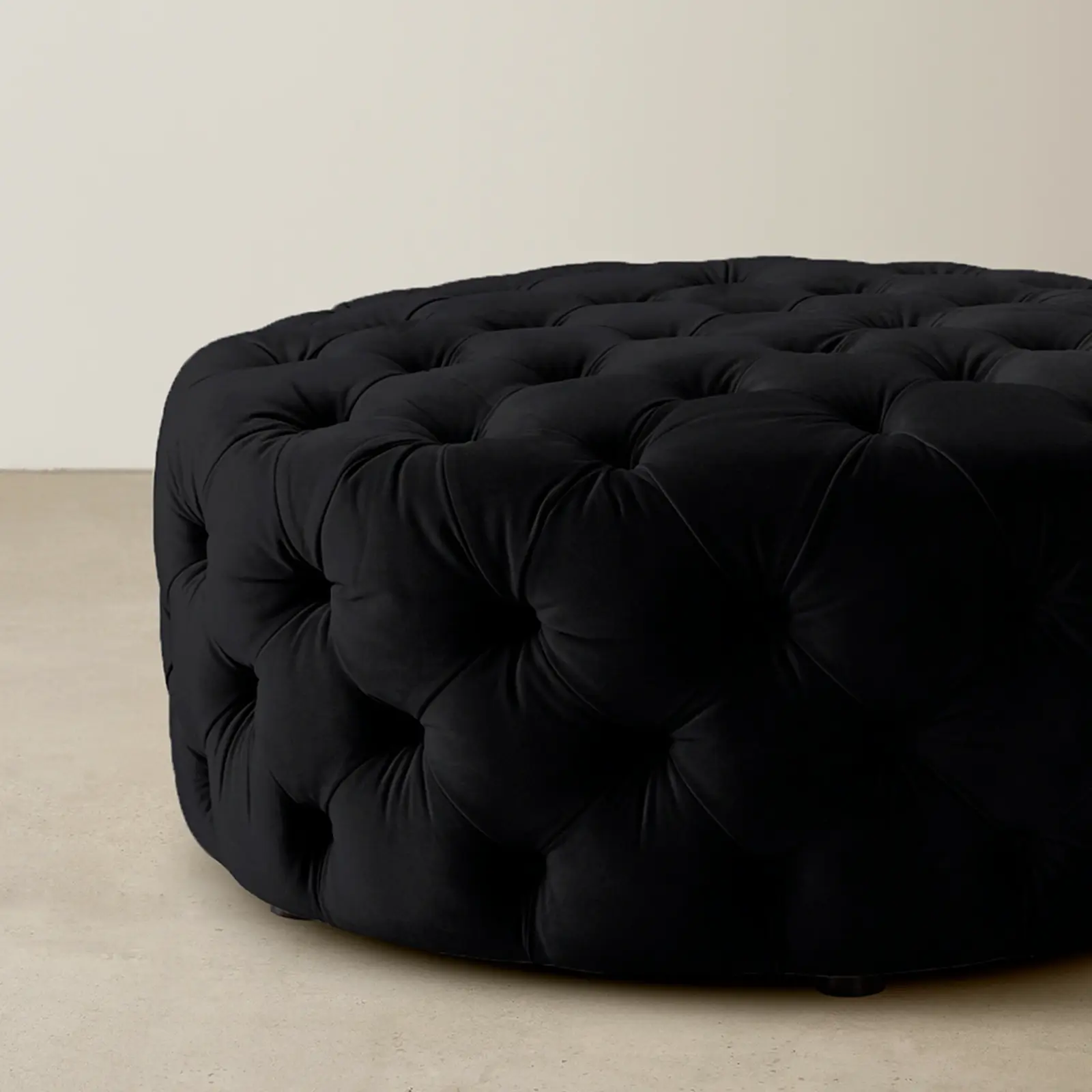 Kelly Black Velvet Ottoman | Koala Living