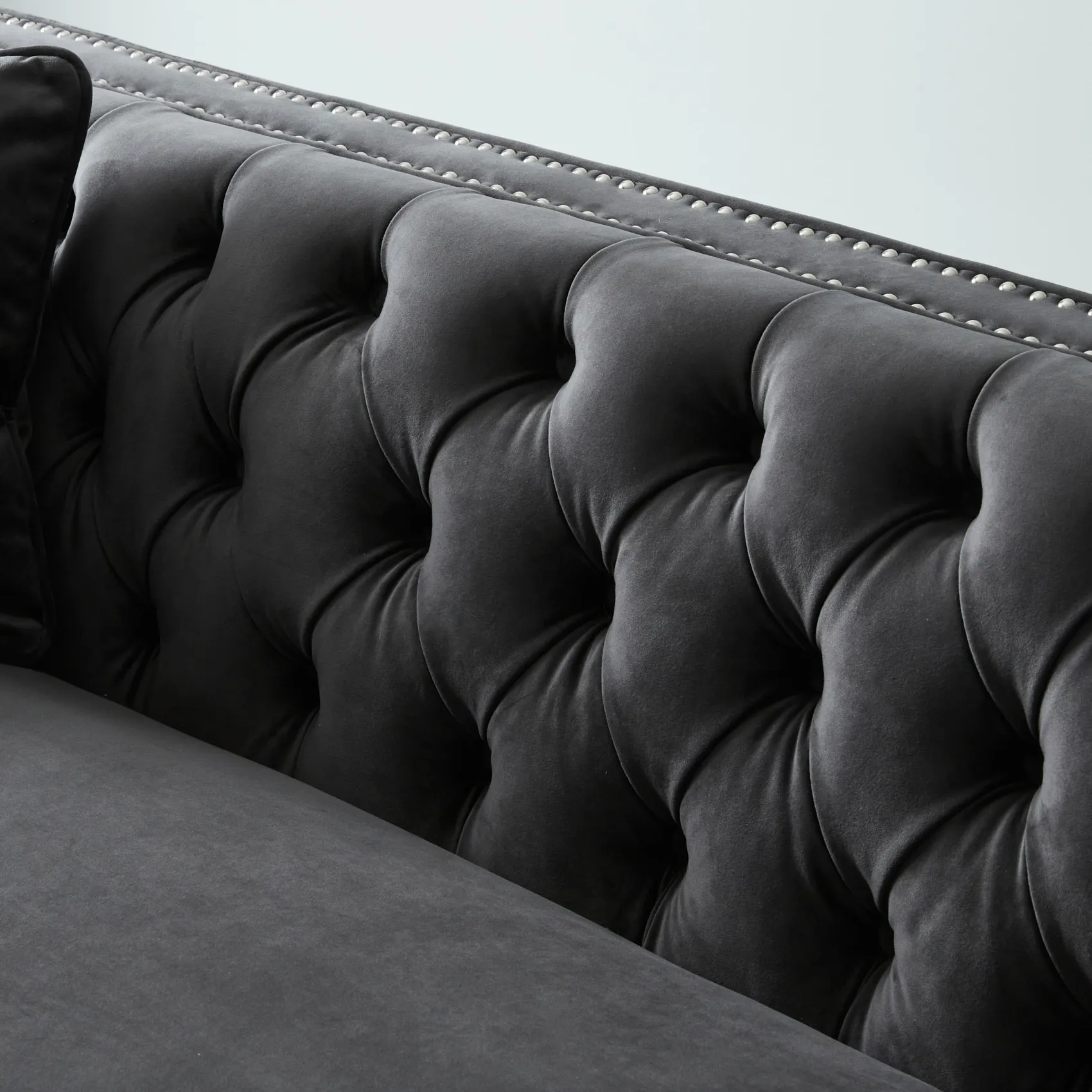 Vogue Charcoal Velvet 3-Seater Sofa