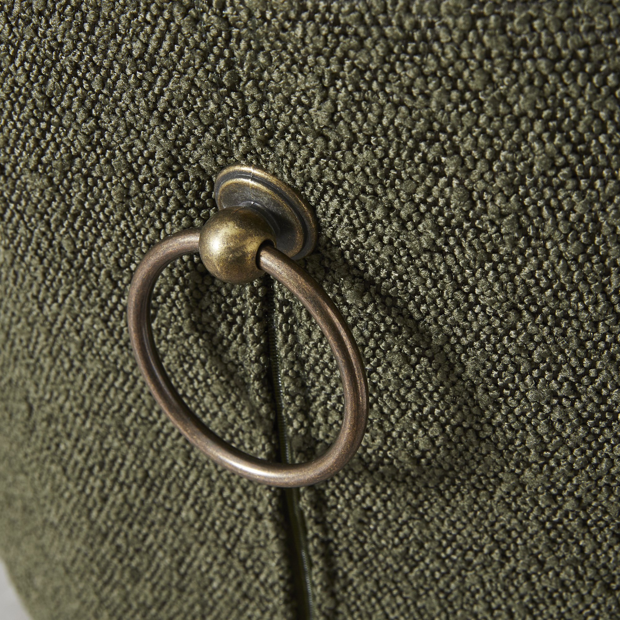 Quinn Olive Green Boucle Bar Stool - Brass Colour Legs