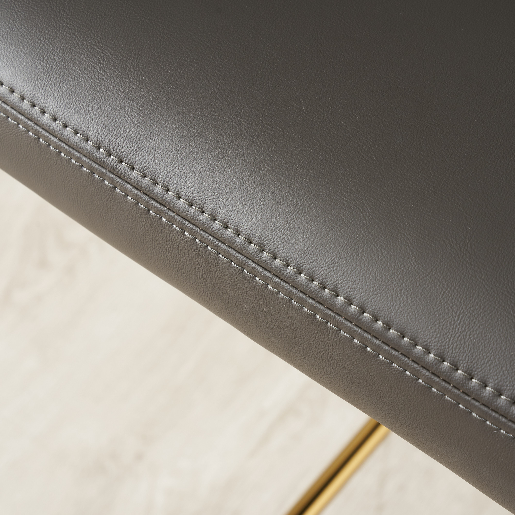 Moulin Smoke Grey Vegan Leather Bar Stool - Polished Gold Legs