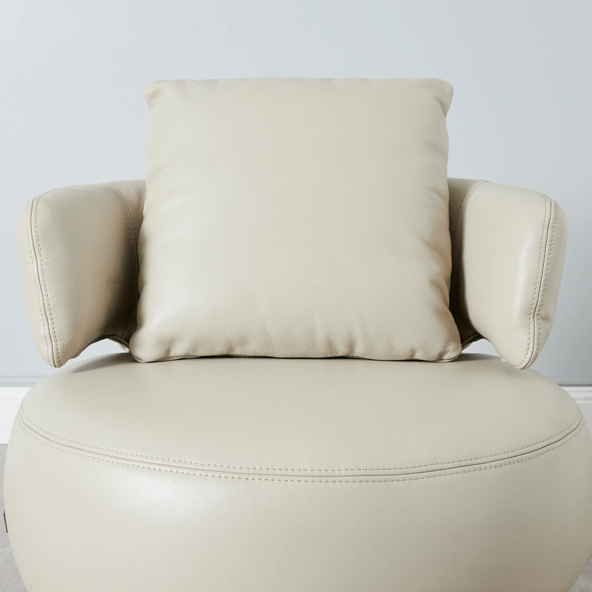 Vermont Almond Cream Leather Swivel Chair