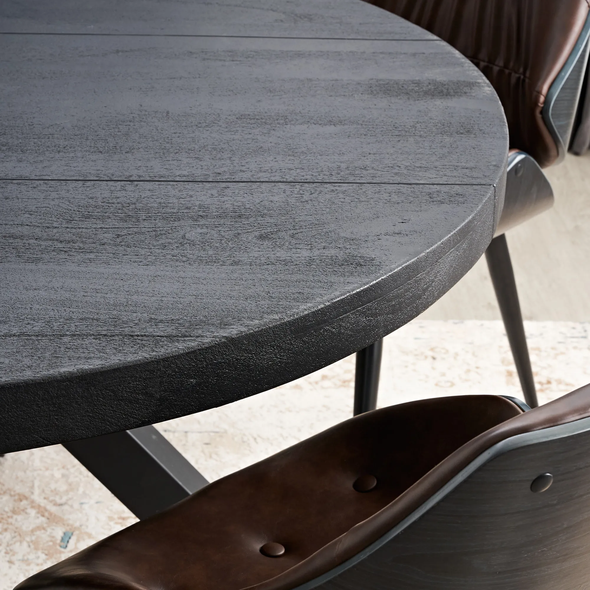 Emmett Black Mango Wood Round Dining Table | Koala Living