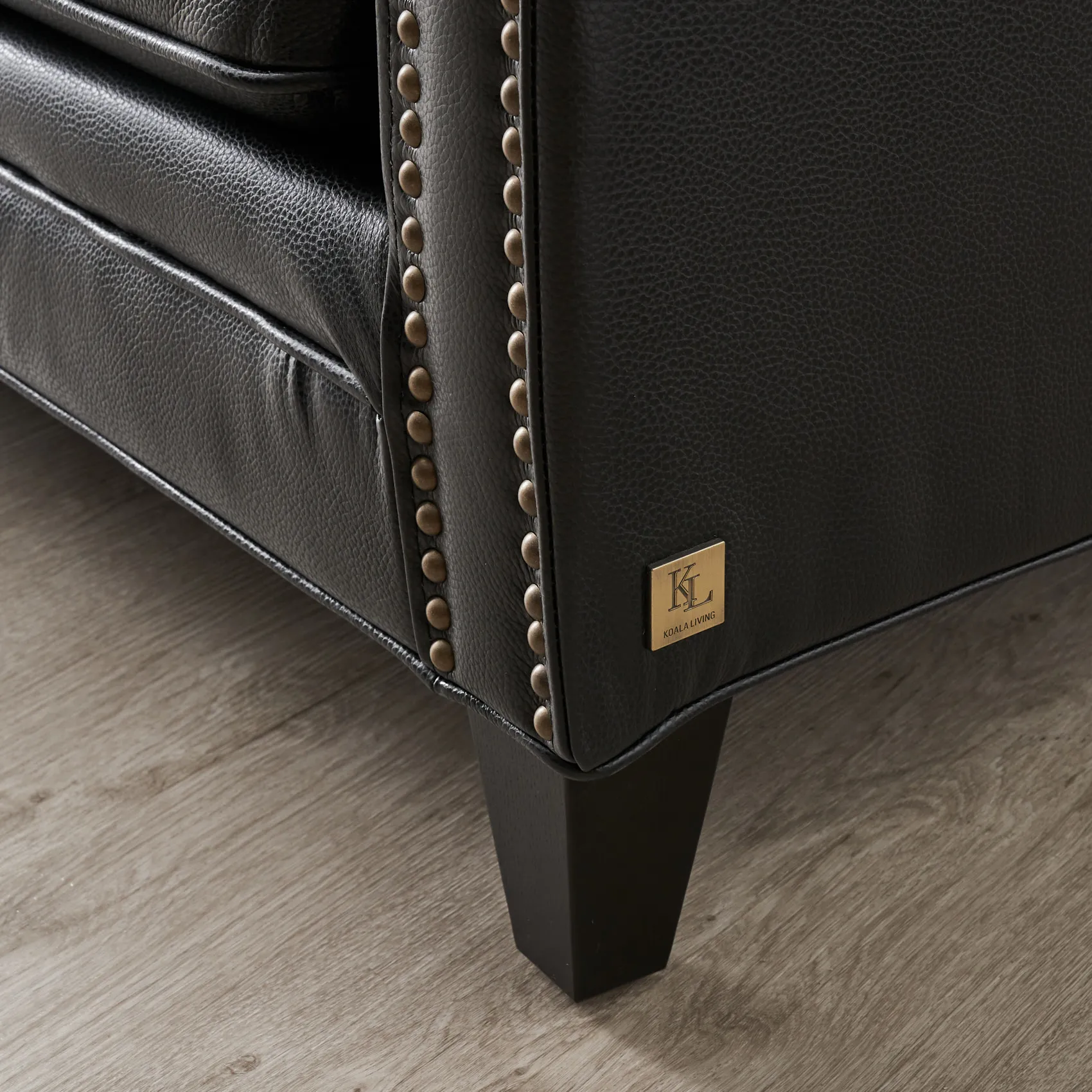 Russell Black Leather 3-Seater Sofa