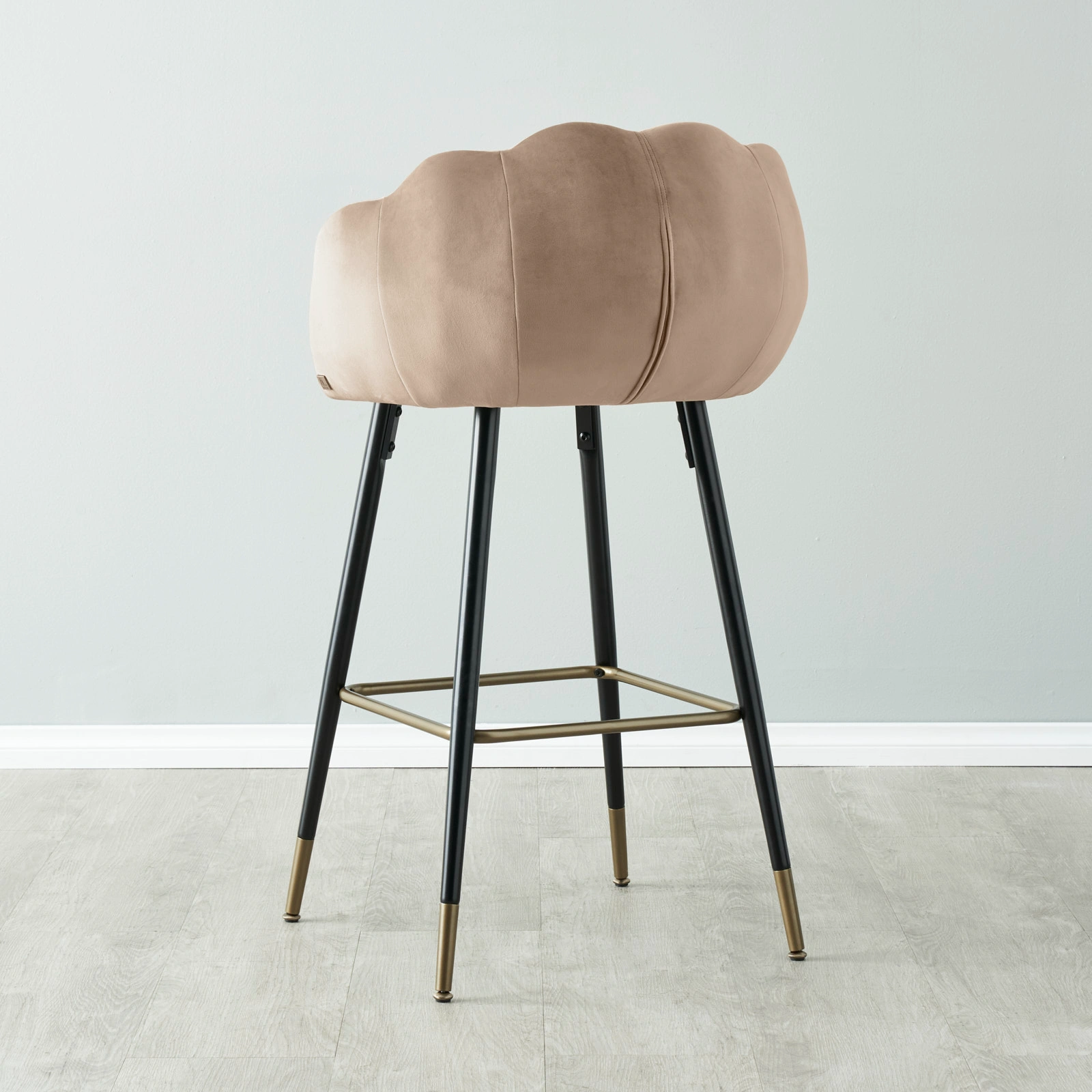 Amber II Beige Velvet Bar Stool - 74cm