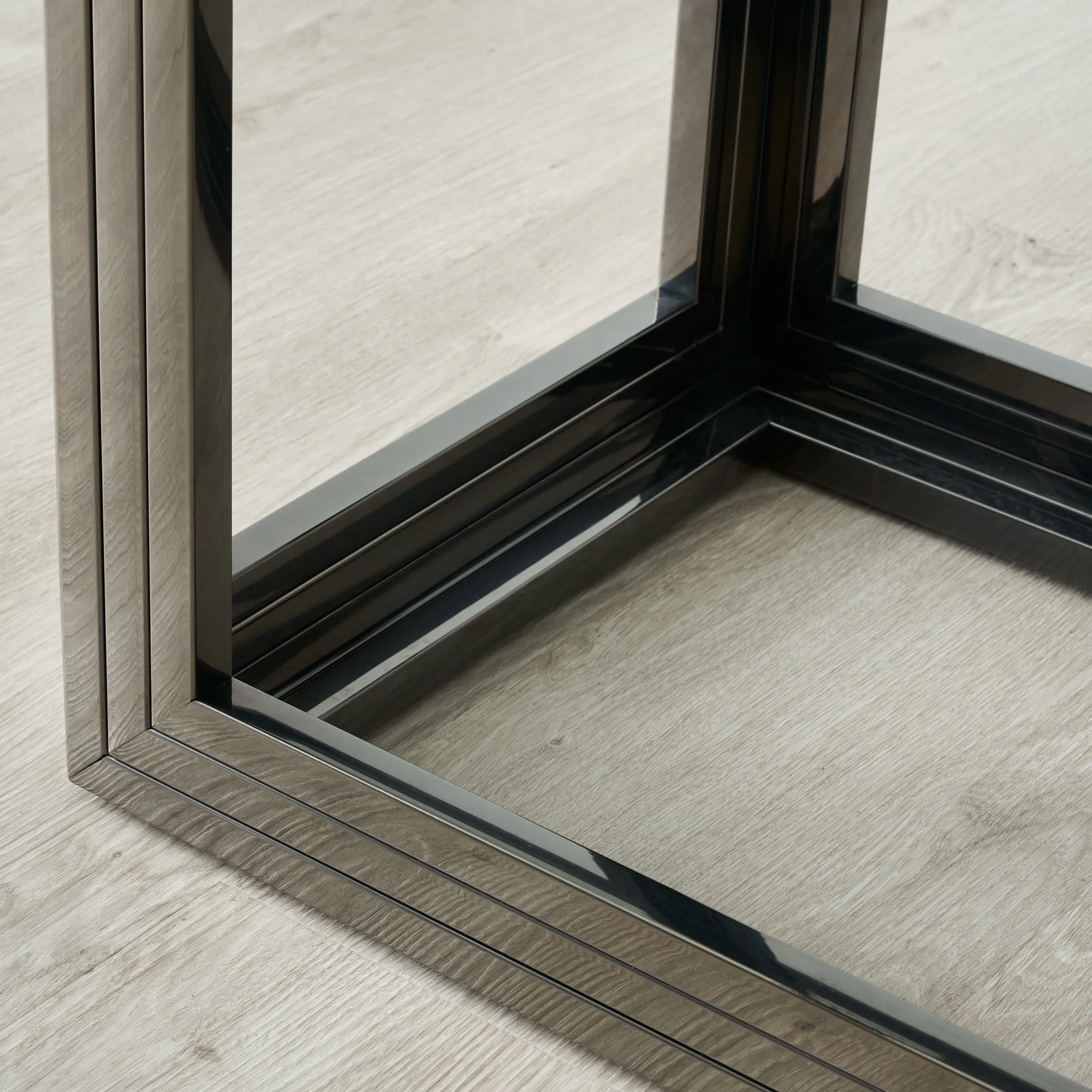 Titus Black Nickel Dining Table - Glass Top | Koala Living