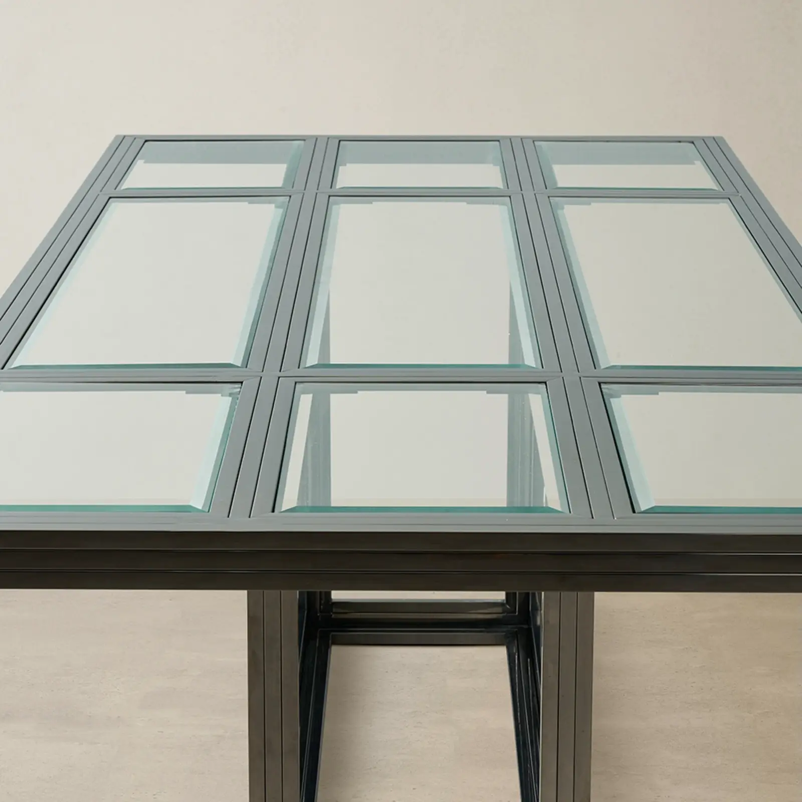 Titus Black Nickel Dining Table - Glass Top | Koala Living