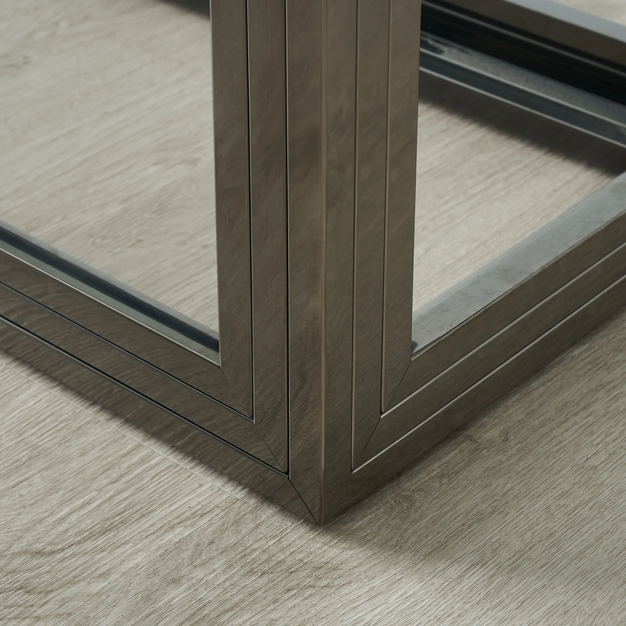 Titus Black Nickel Dining Table - Glass Top | Koala Living