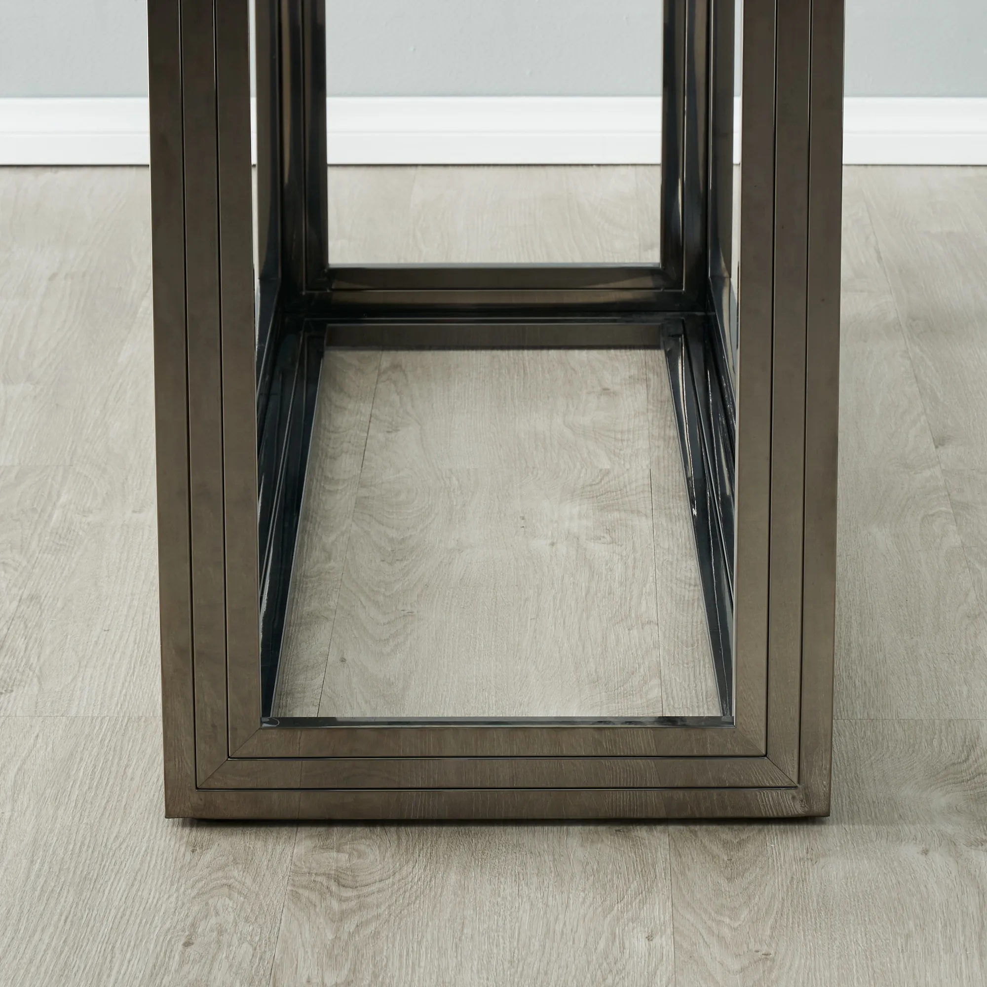Titus Black Nickel Dining Table - Glass Top | Koala Living