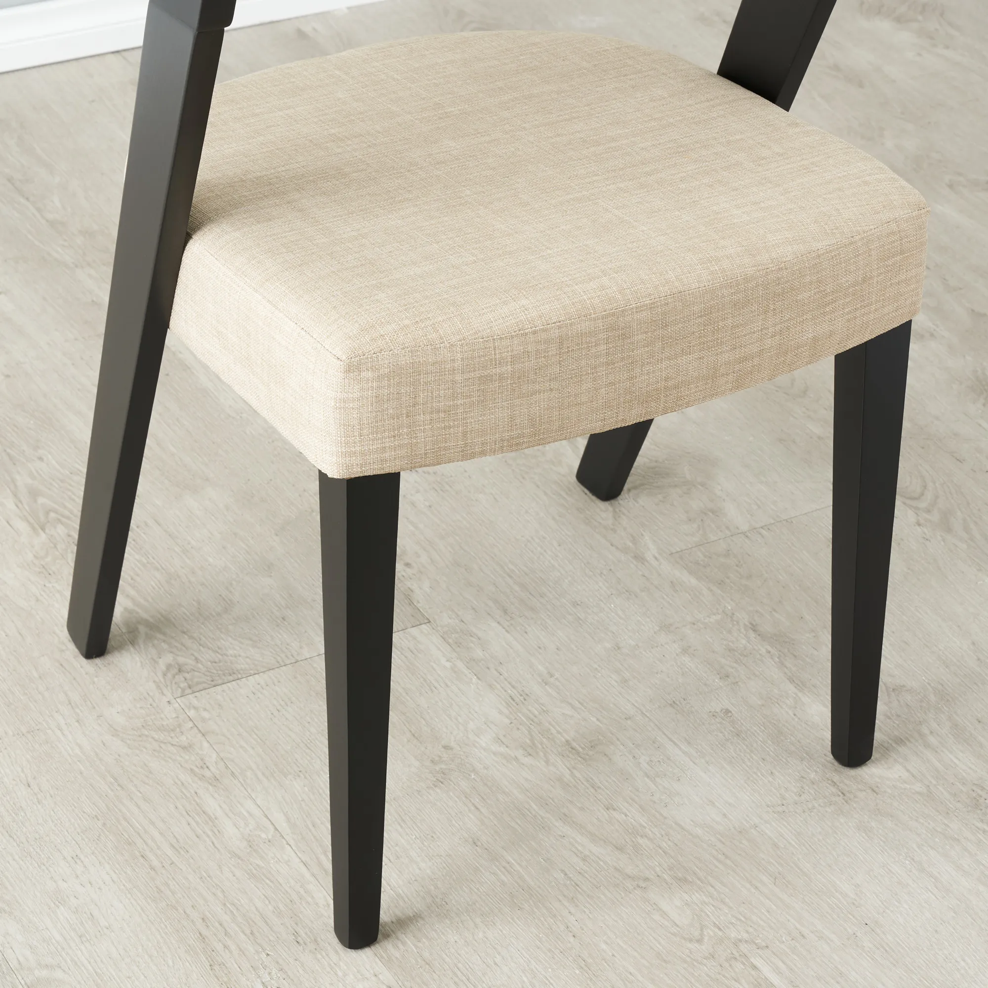 Franco Beige Linen Chair with Black Beech Wood Legs