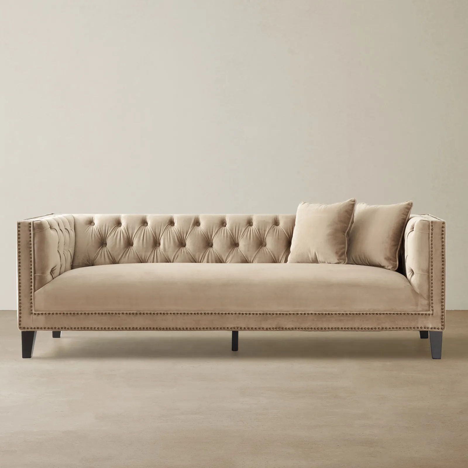 Vogue Beige Velvet 3 Seater Sofa | Koala Living