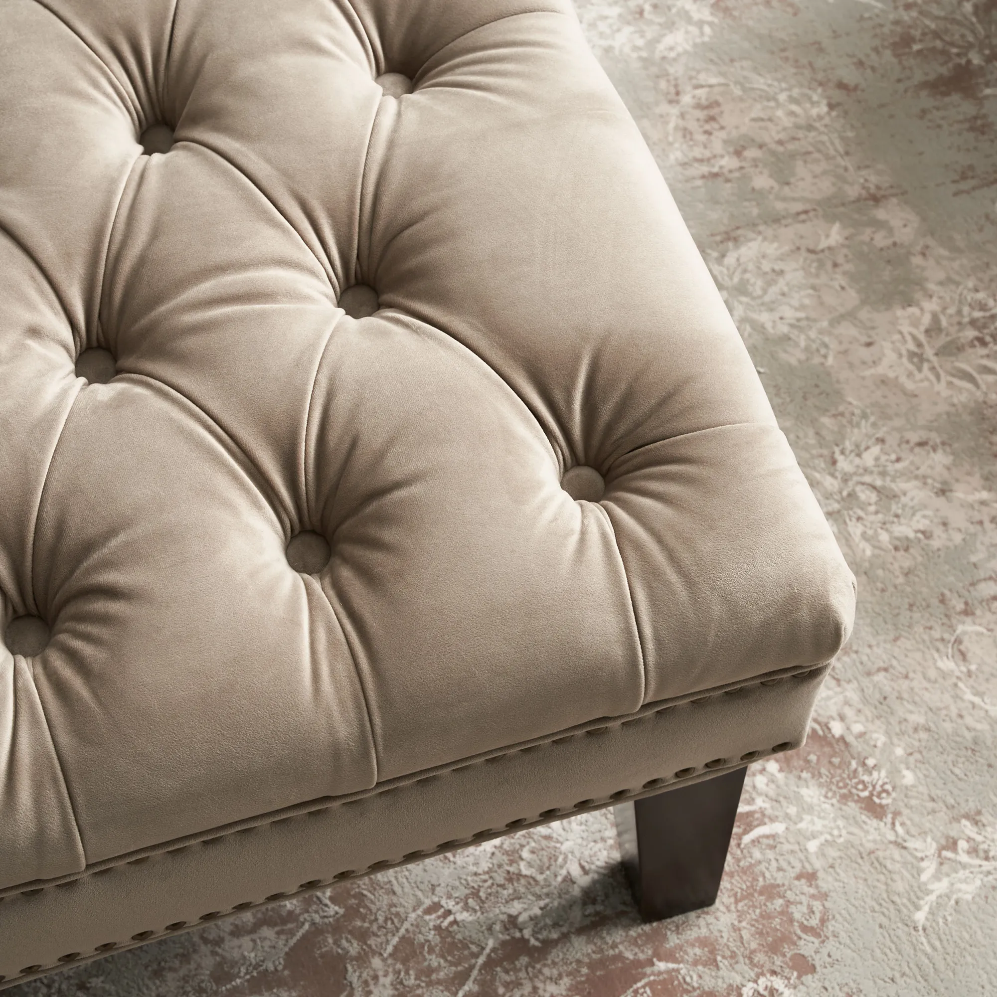 Vogue Beige Velvet Ottoman