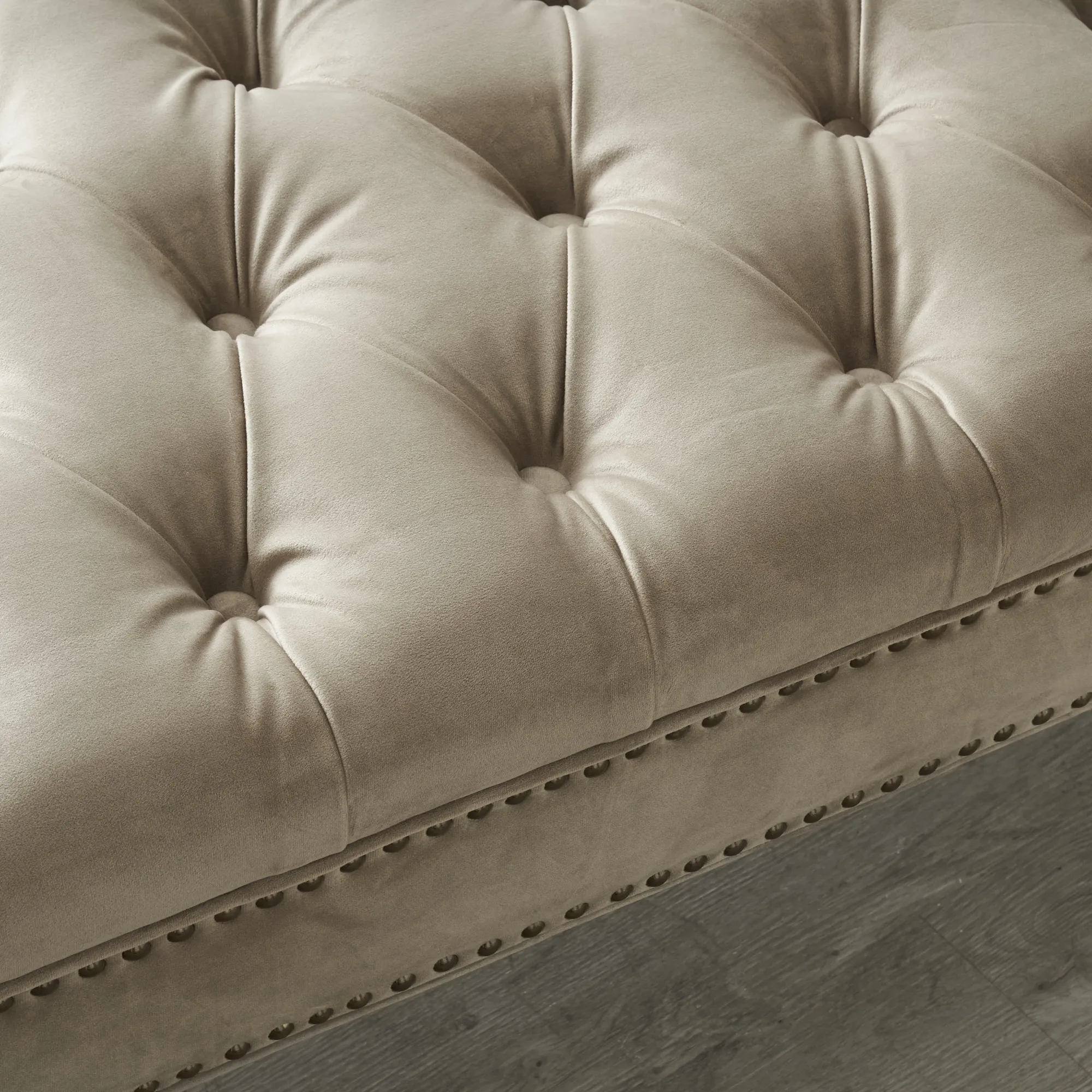 Vogue Beige Velvet Ottoman