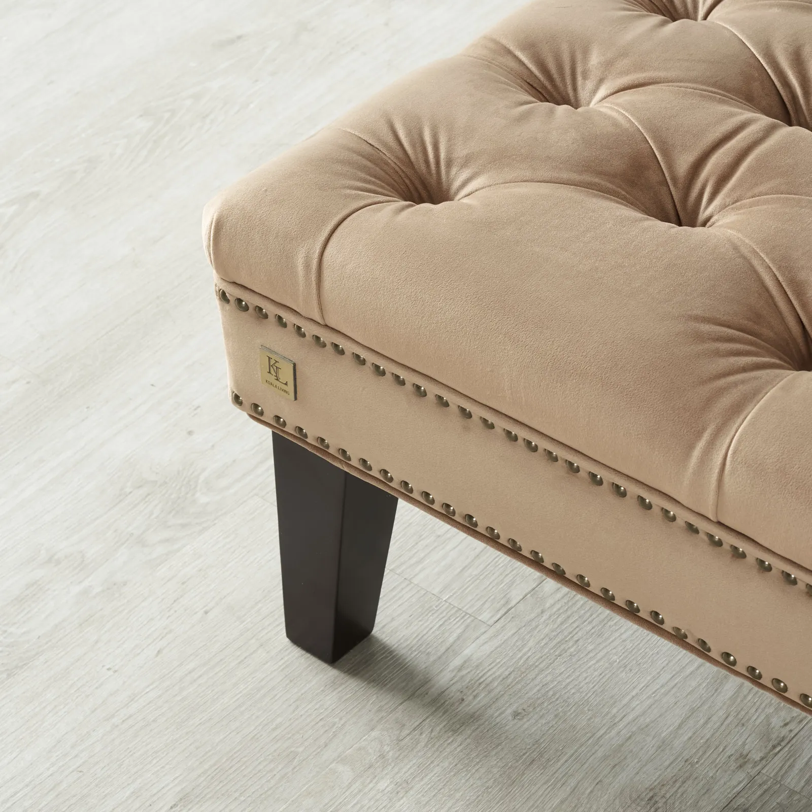 Vogue Beige Velvet Ottoman | Koala Living