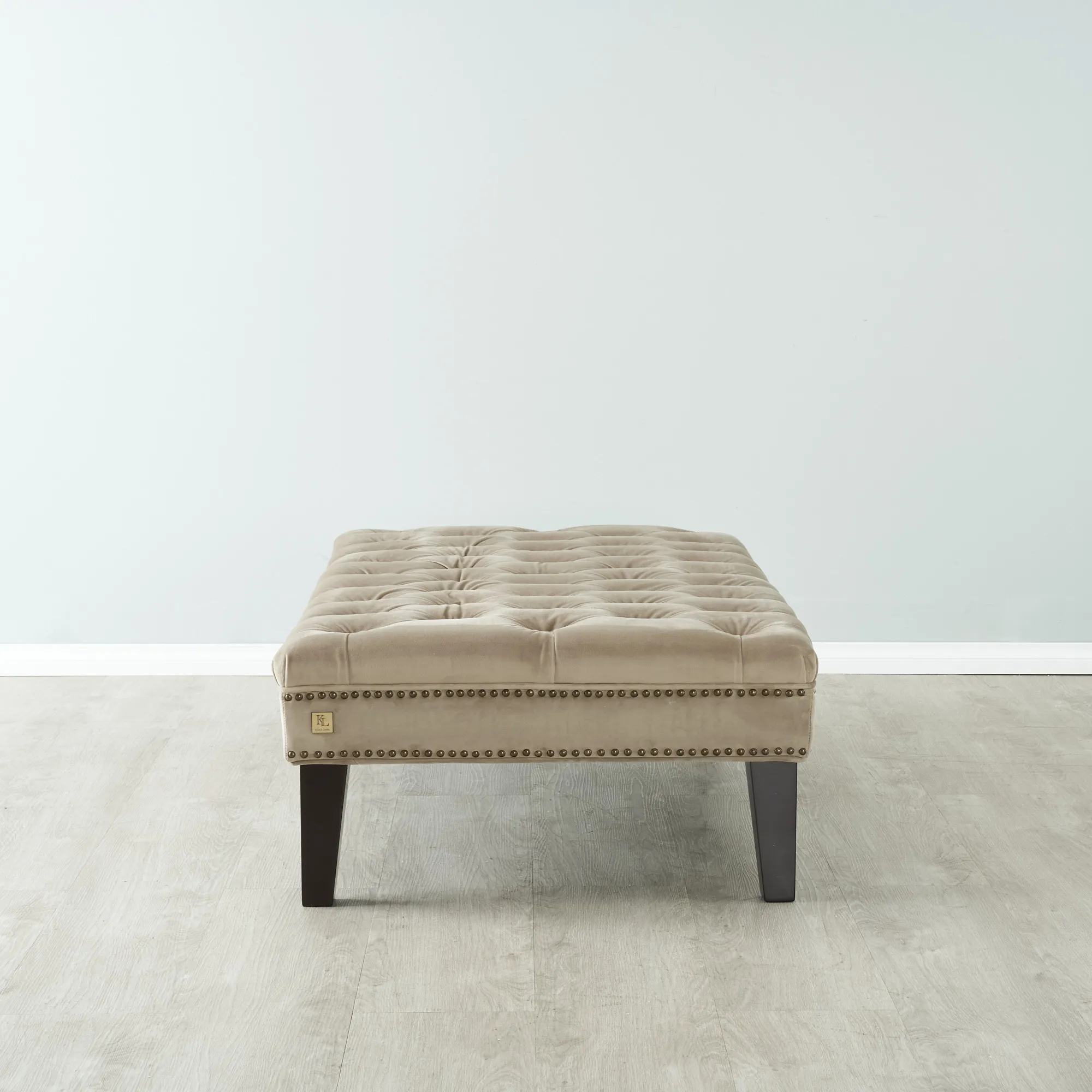 Vogue Beige Velvet Ottoman