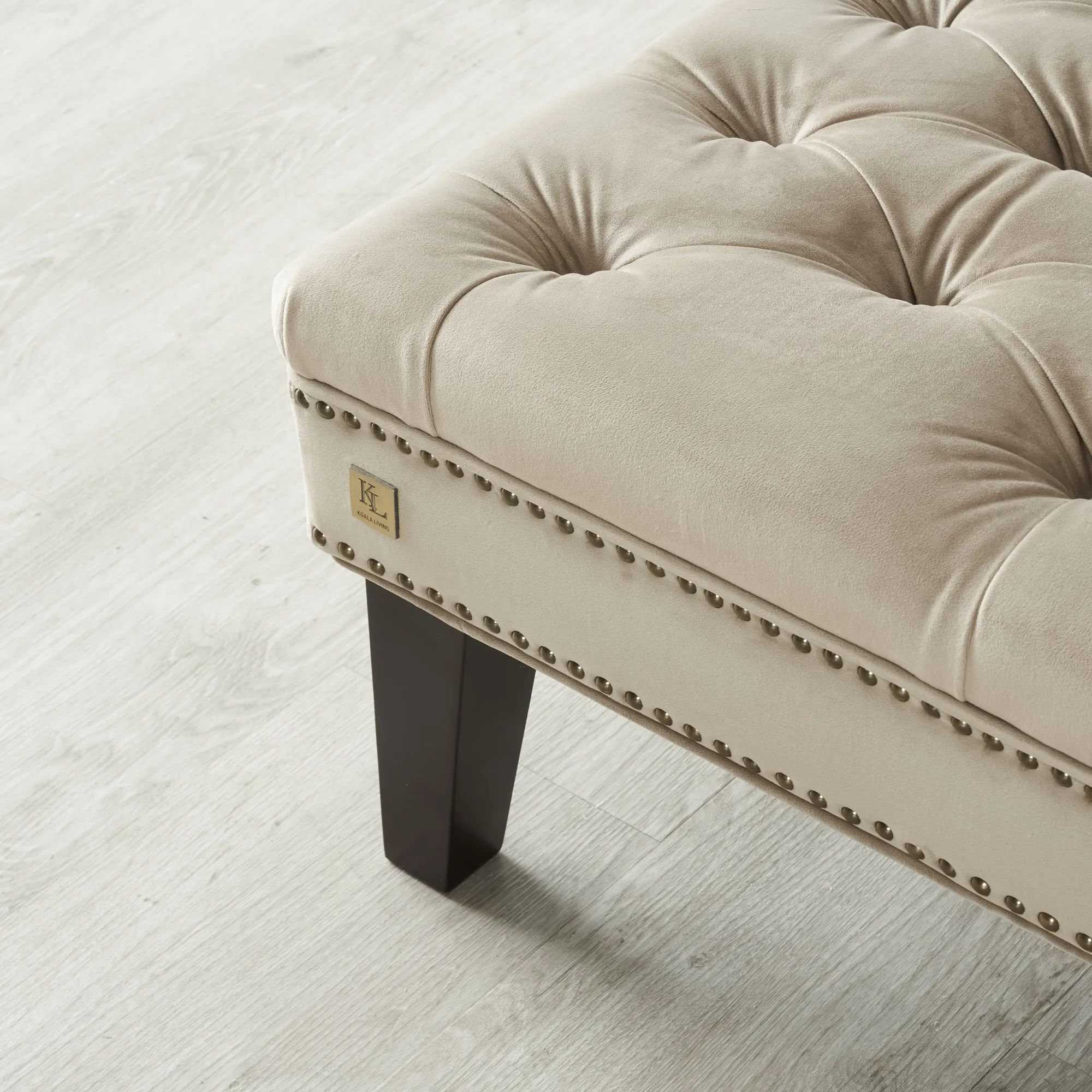 Vogue Beige Velvet Ottoman