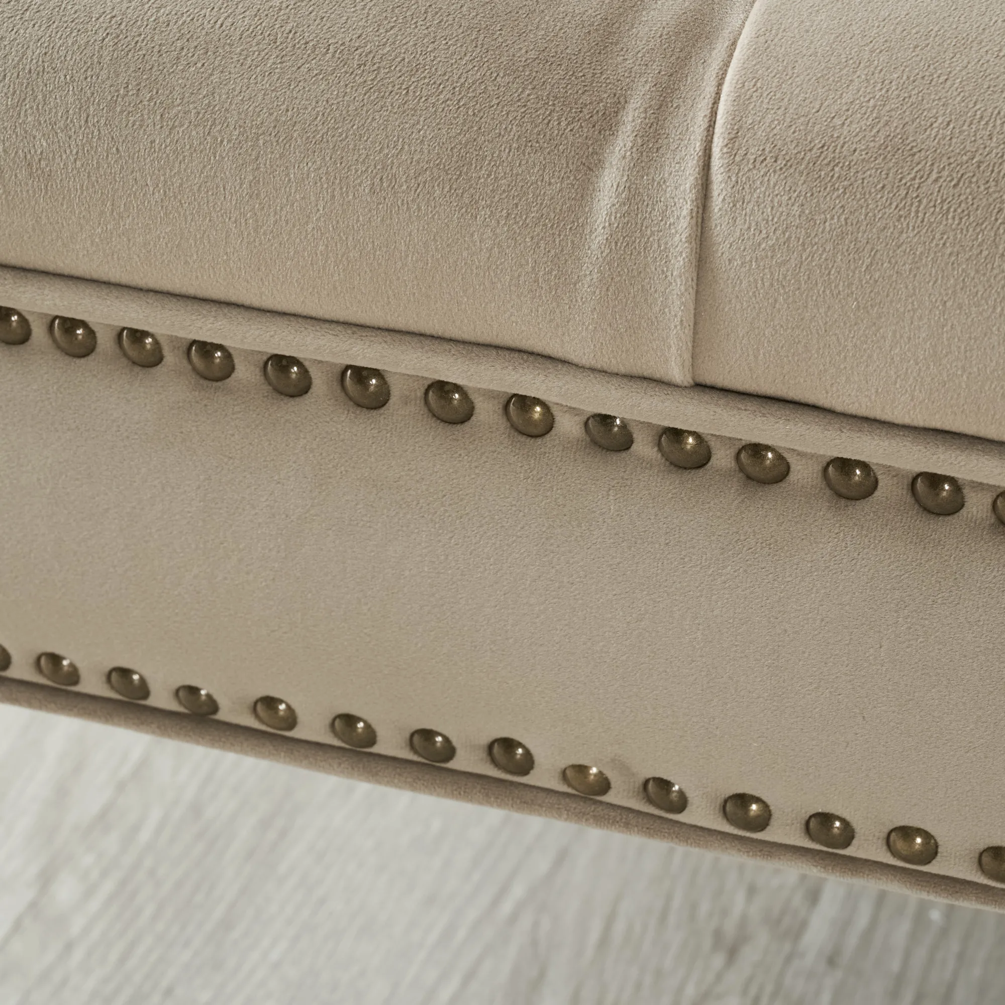 Vogue Beige Velvet Ottoman