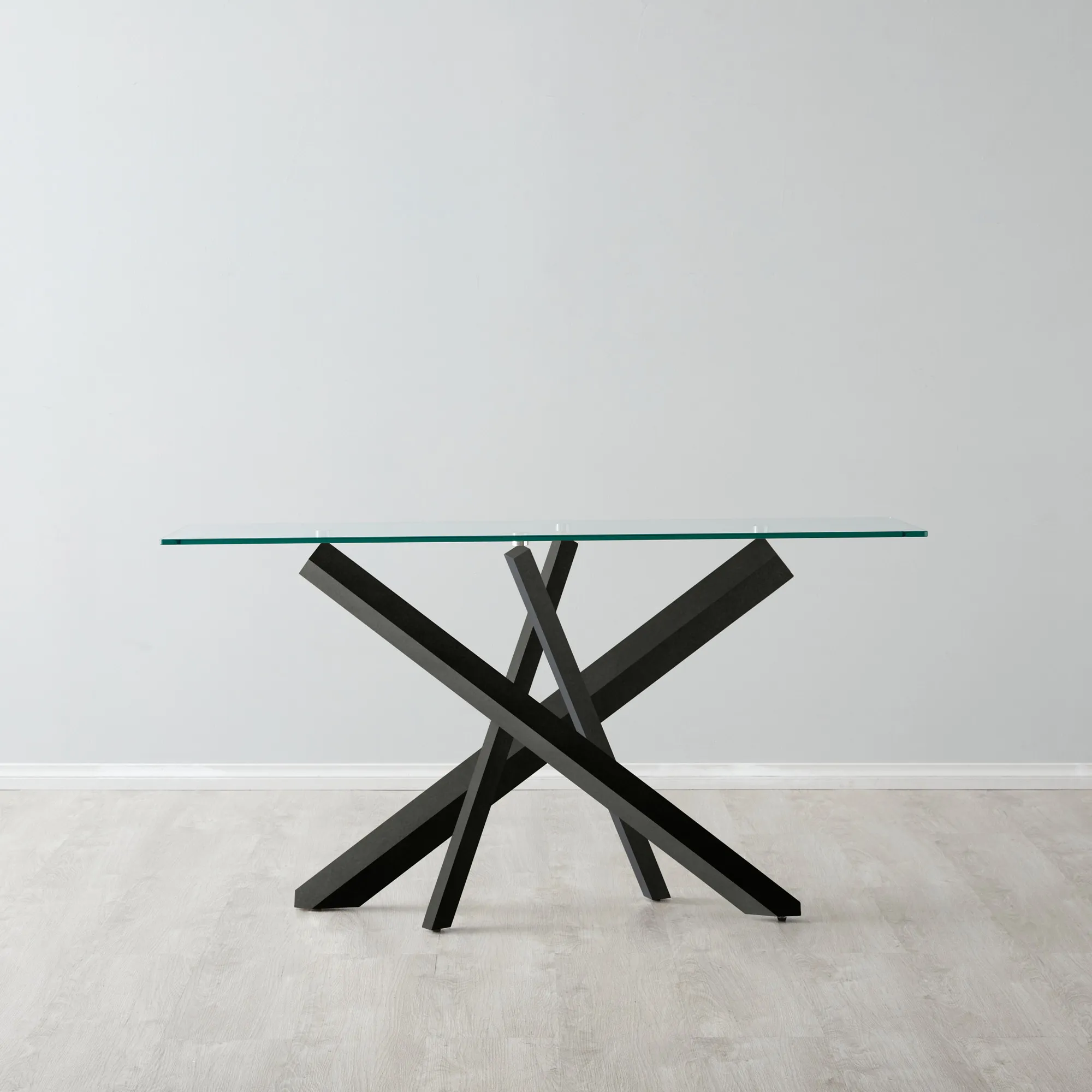 Lola Black Console Table - Glass Top