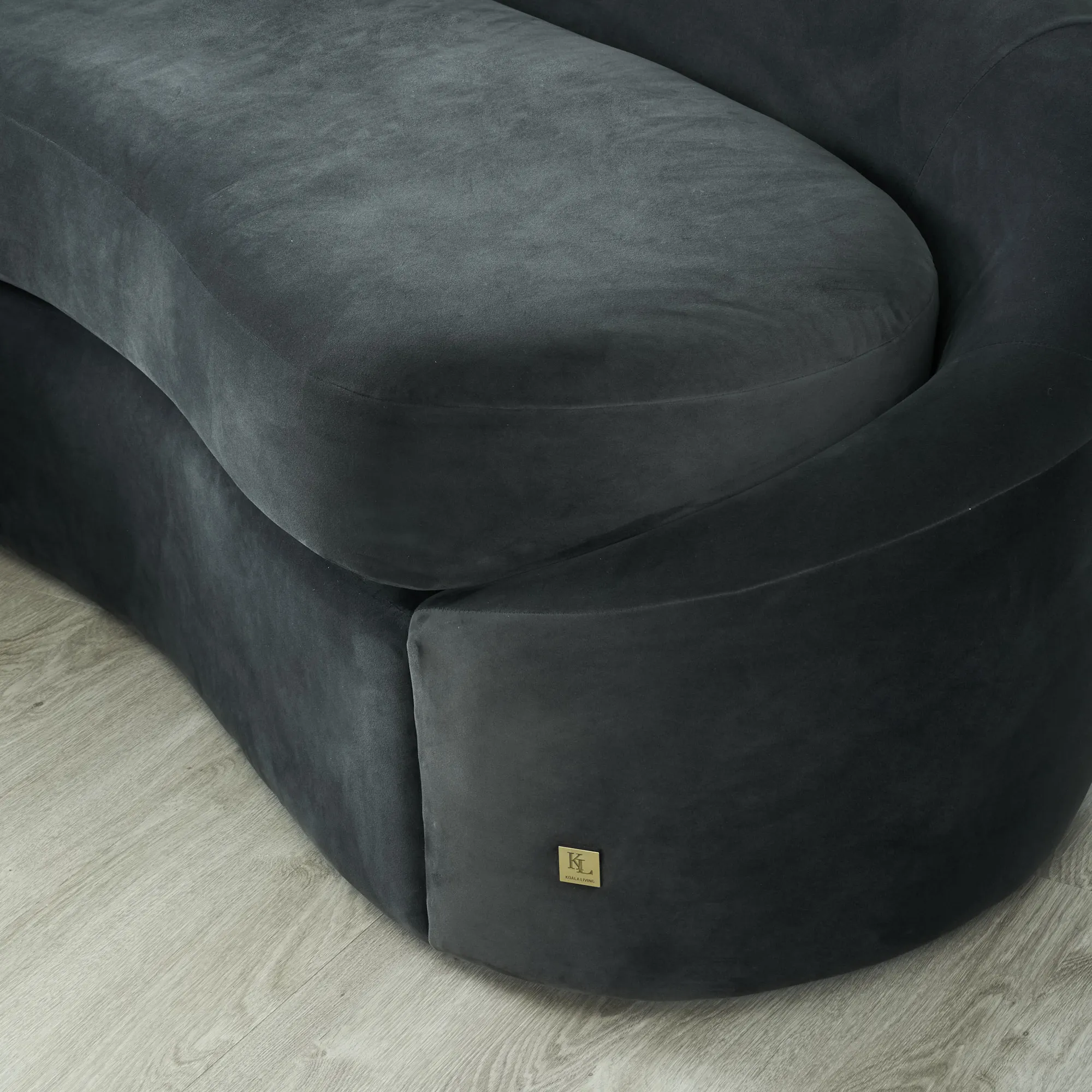 Maddie Curved Charcoal Velvet 3-Seater Sofa