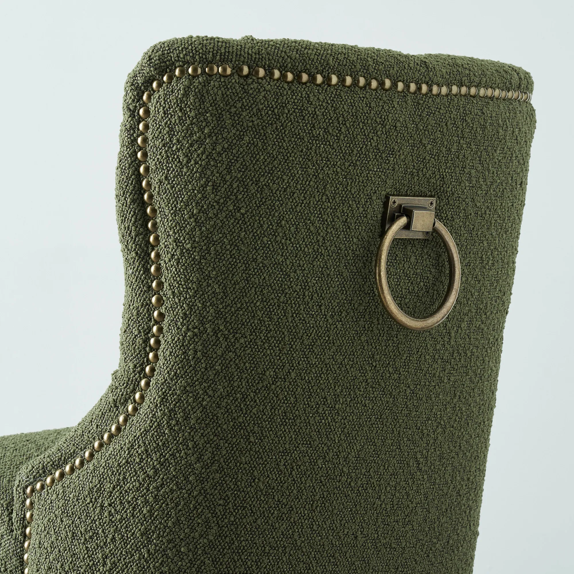 Saxon Olive Green Boucle Bar Stool