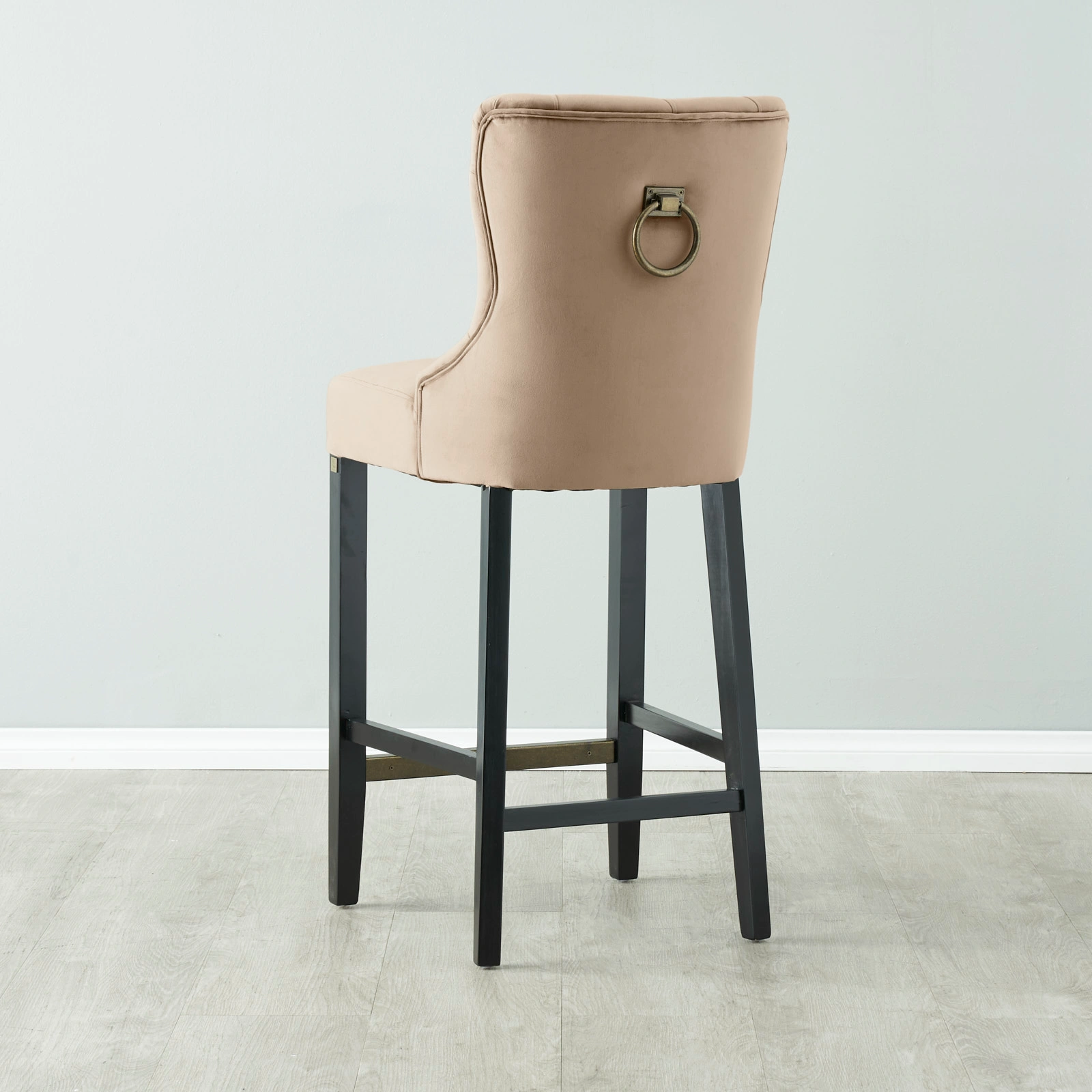 Saxon Beige Velvet Bar Stool