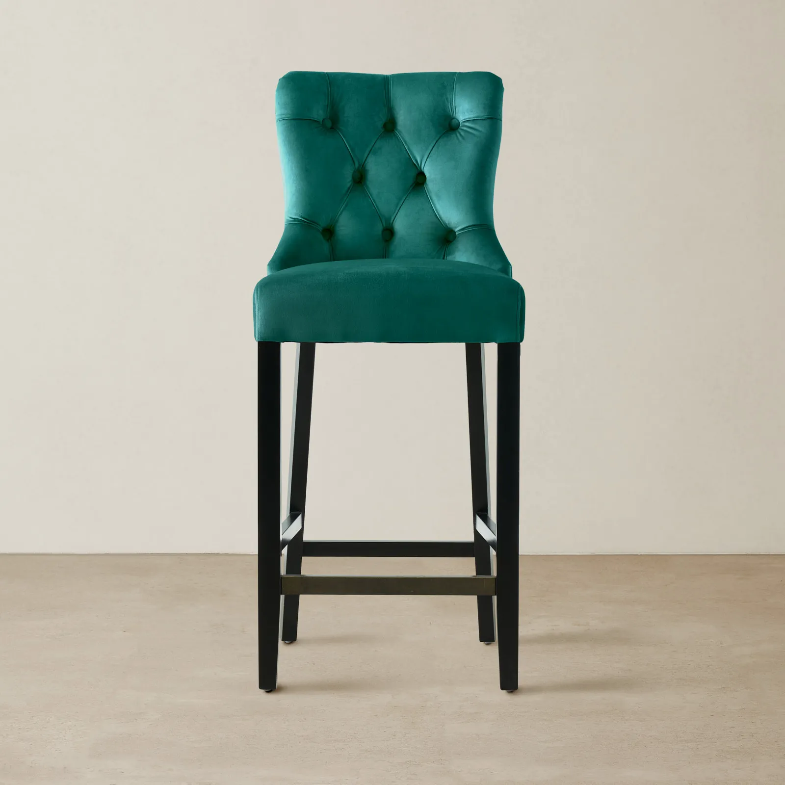 Saxon Peacock Blue Velvet Bar Stool