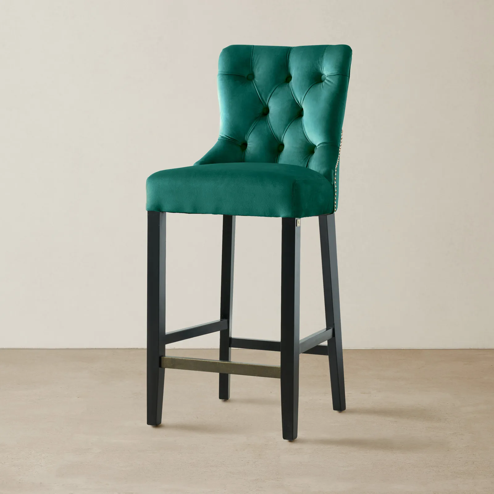 Saxon Peacock Blue Velvet Bar Stool
